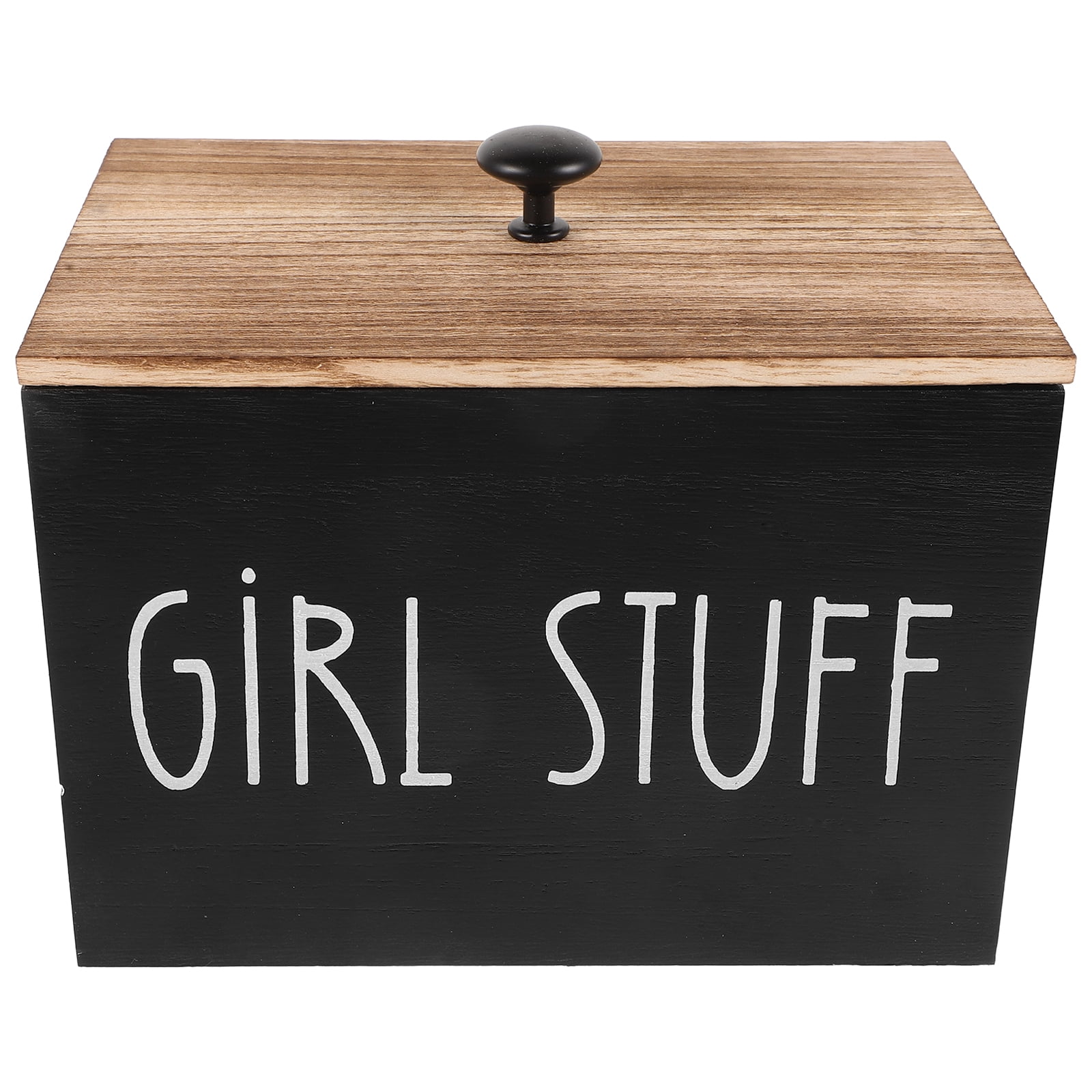 Wooden Storage Box for Cotton Swabs Balls and Laundry Sturdy Black 7x4 ...