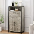 Wpond Rustic Farmhouse Storage Cabinet with Barn Door and Drawer, Gray ...