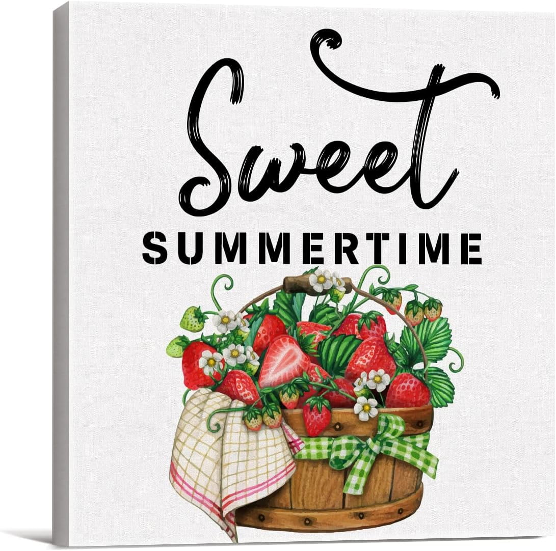 Rustic Farmhouse Strawberry Sign Wood Box Sign Desk Decor 7x7 Inch ...