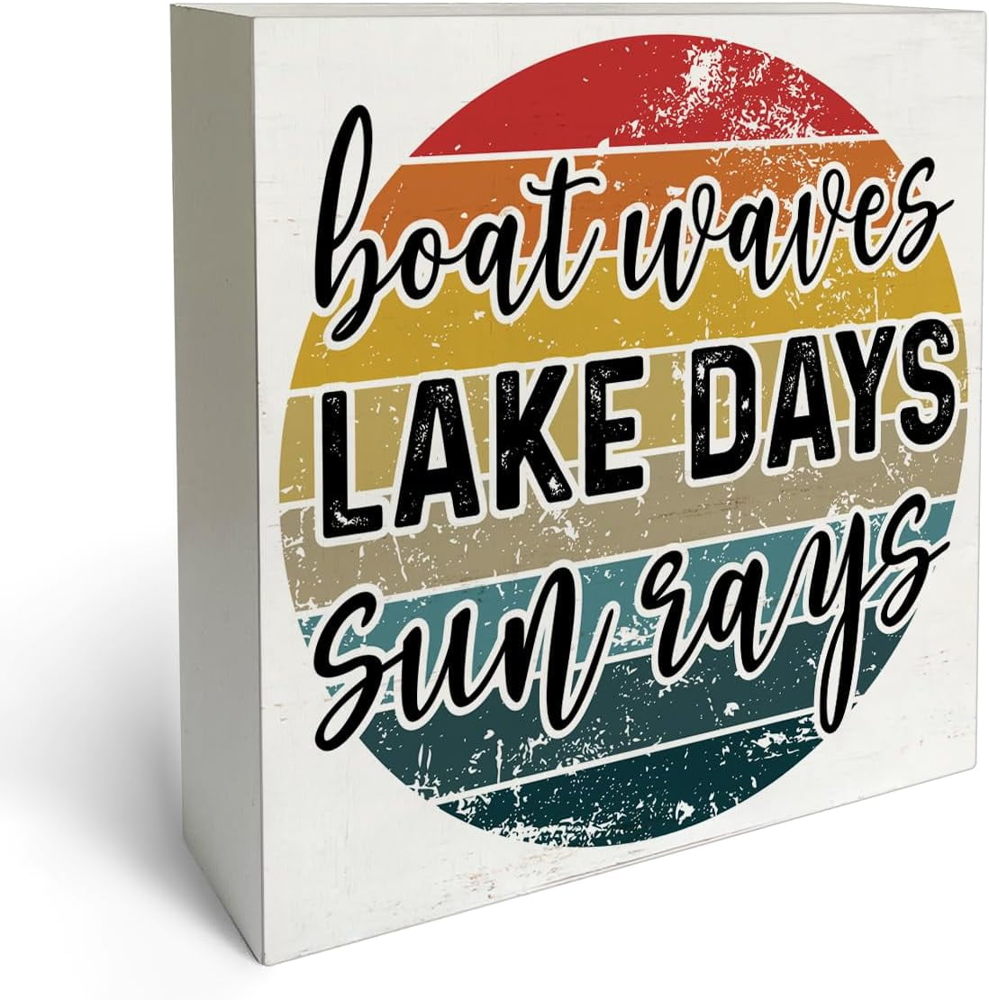 Rustic Farmhouse Style Boat Waves Lake Days Sun Rays Box Sign Wood Desk ...
