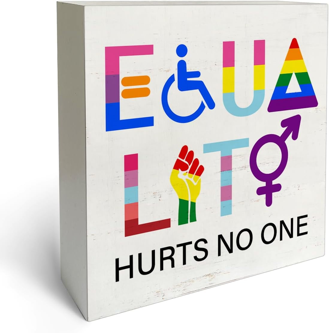 Rustic Farmhouse Style Equality Hurts No One Box Sign Wood Desk Sign ...