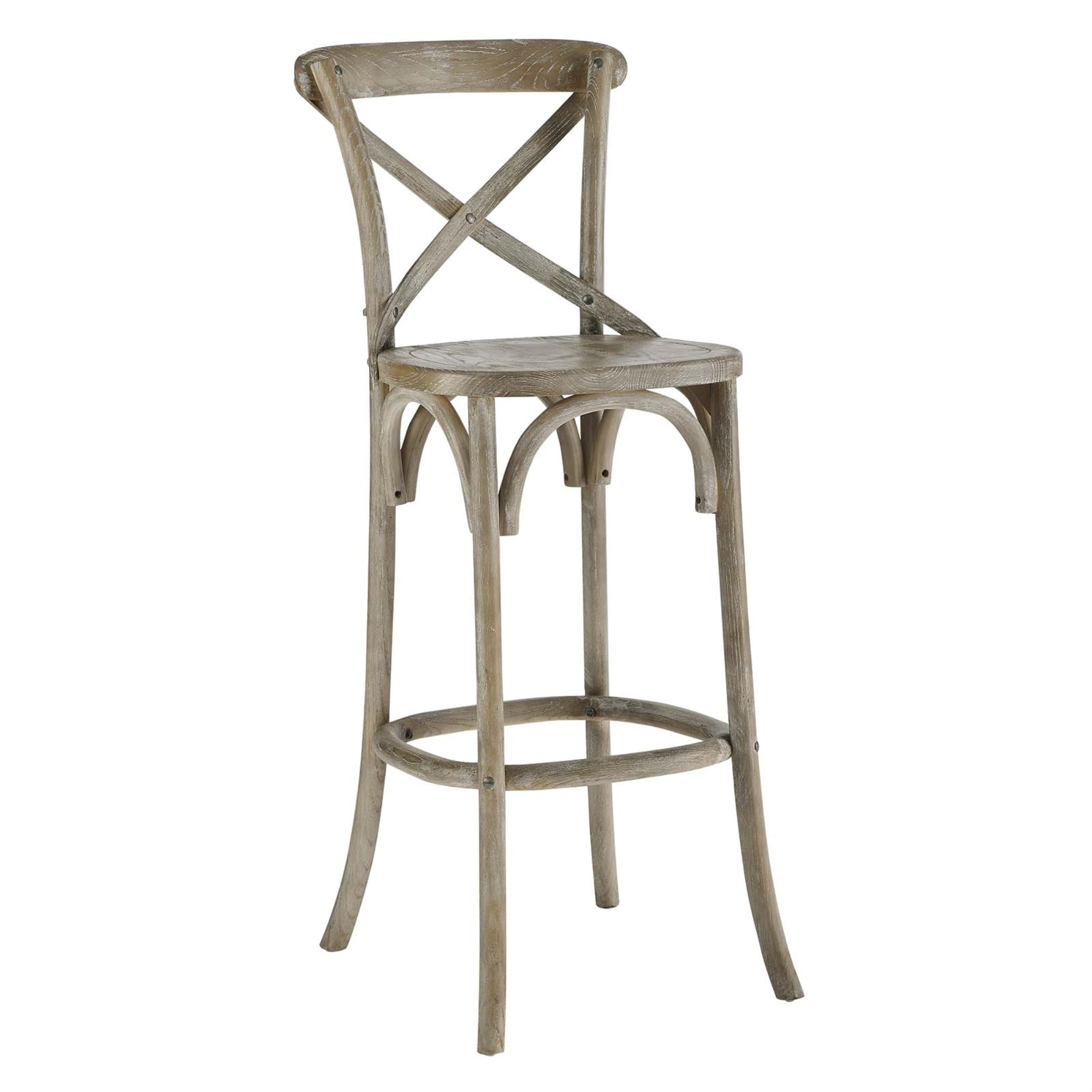 Rustic Farmhouse Style Ergode Bar Stool | Durable Elm Wood | X-Brace ...