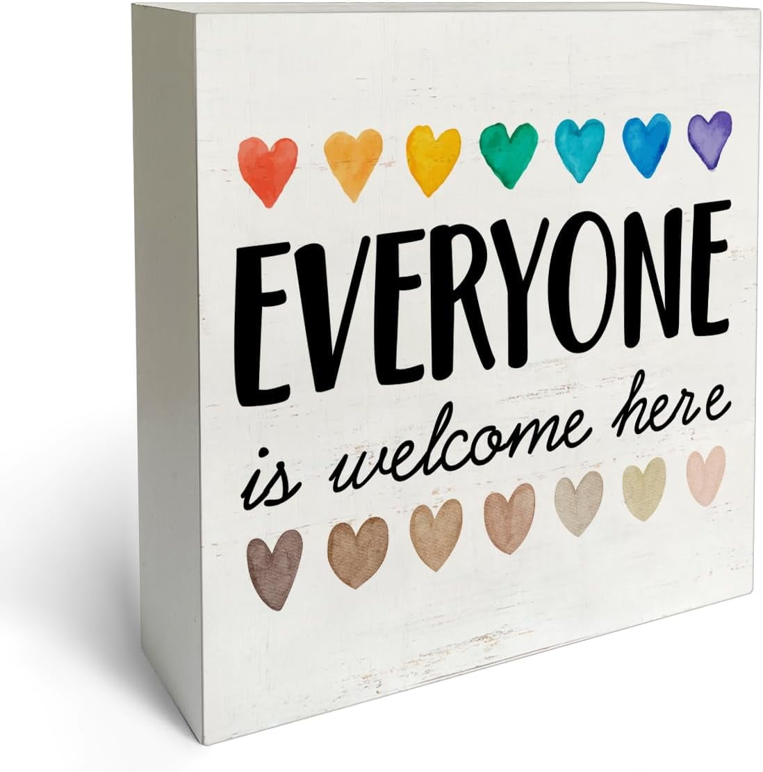 Rustic Farmhouse Style Everyone Is Welcome Here Box Sign Wood Desk Sign ...