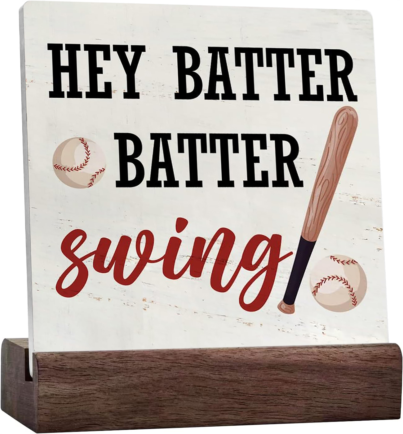 Rustic Farmhouse Style Hey Batter Batter Swing Ceramic Table Plaque ...