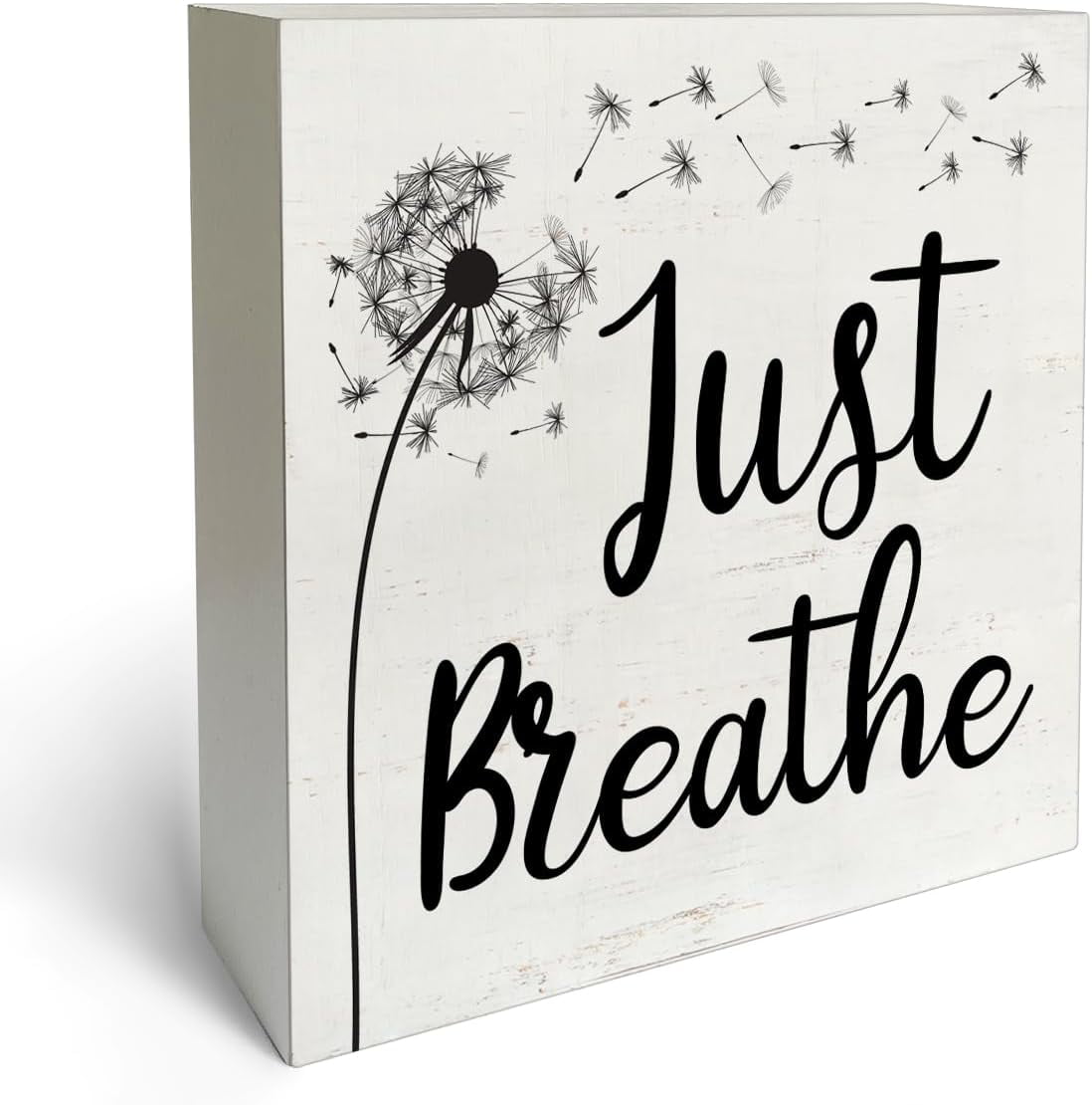 Rustic Farmhouse Style Just Breathe Dandelion Box Sign Wood Desk Sign ...