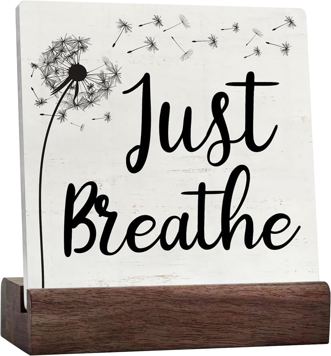 Rustic Farmhouse Style Just Breathe Dandelion Sign Wood Desk Sign Decor ...