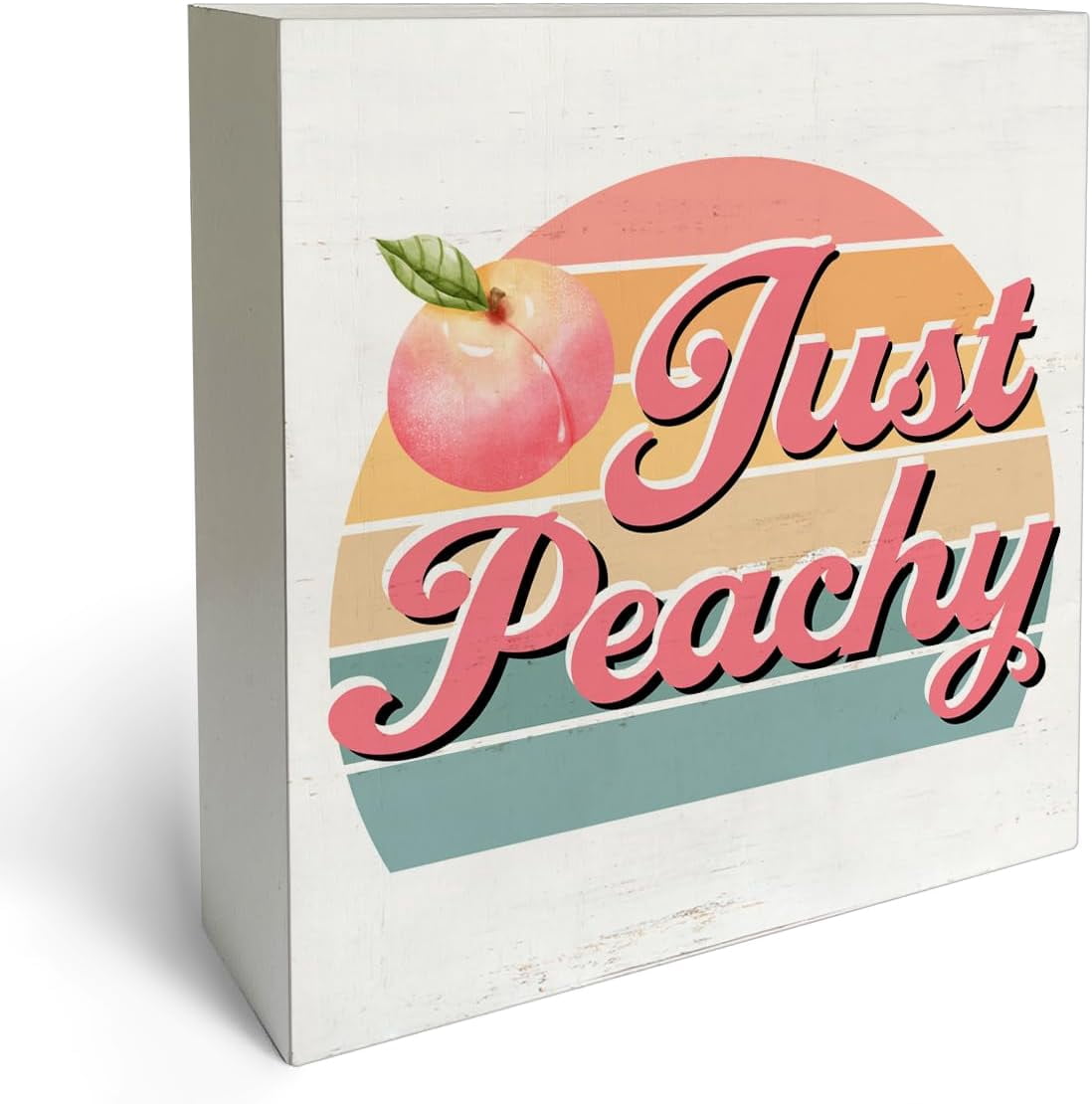 Rustic Farmhouse Style Just Peachy Box Sign Wood Desk Sign Decor Retro ...