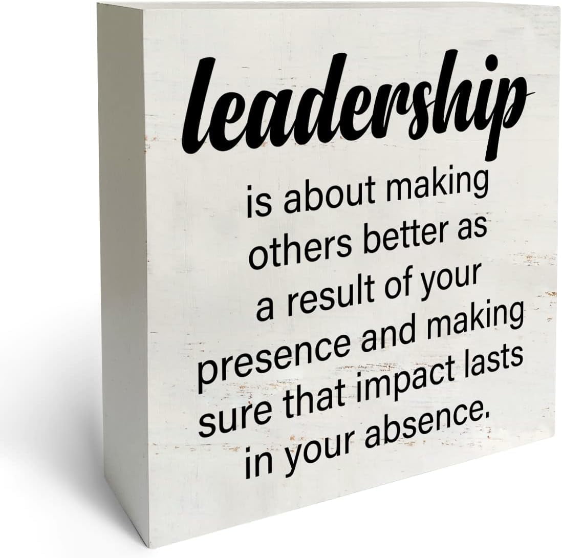 Rustic Farmhouse Style Leadership Quote Box Sign Wood Desk Sign Decor ...
