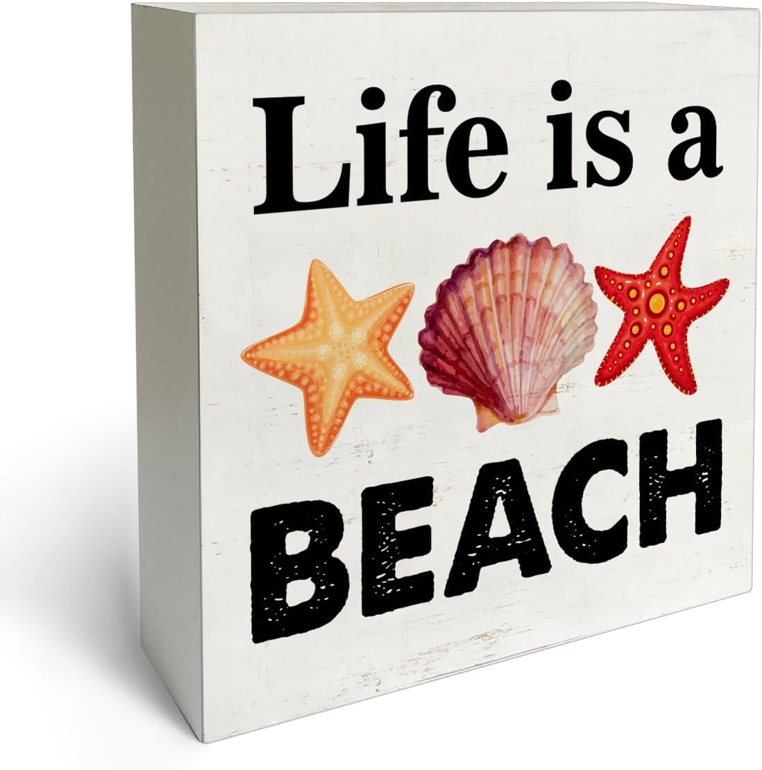 Rustic Farmhouse Style Life Is A Beach Box Sign Wood Desk Sign Decor ...