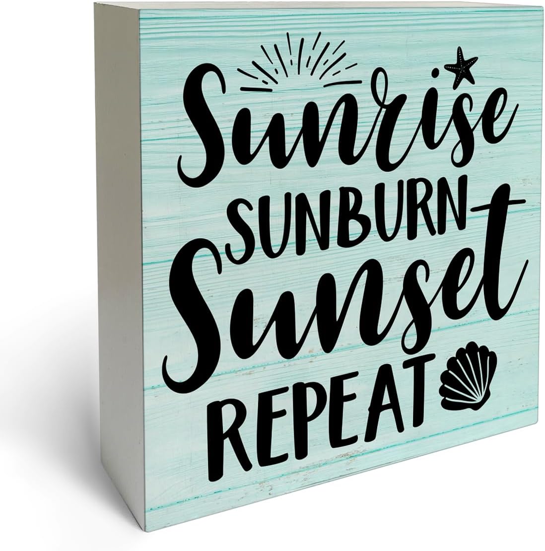 Rustic Farmhouse Style Sunrise Sunburn Sunset Repeat Box Sign Wood Desk ...