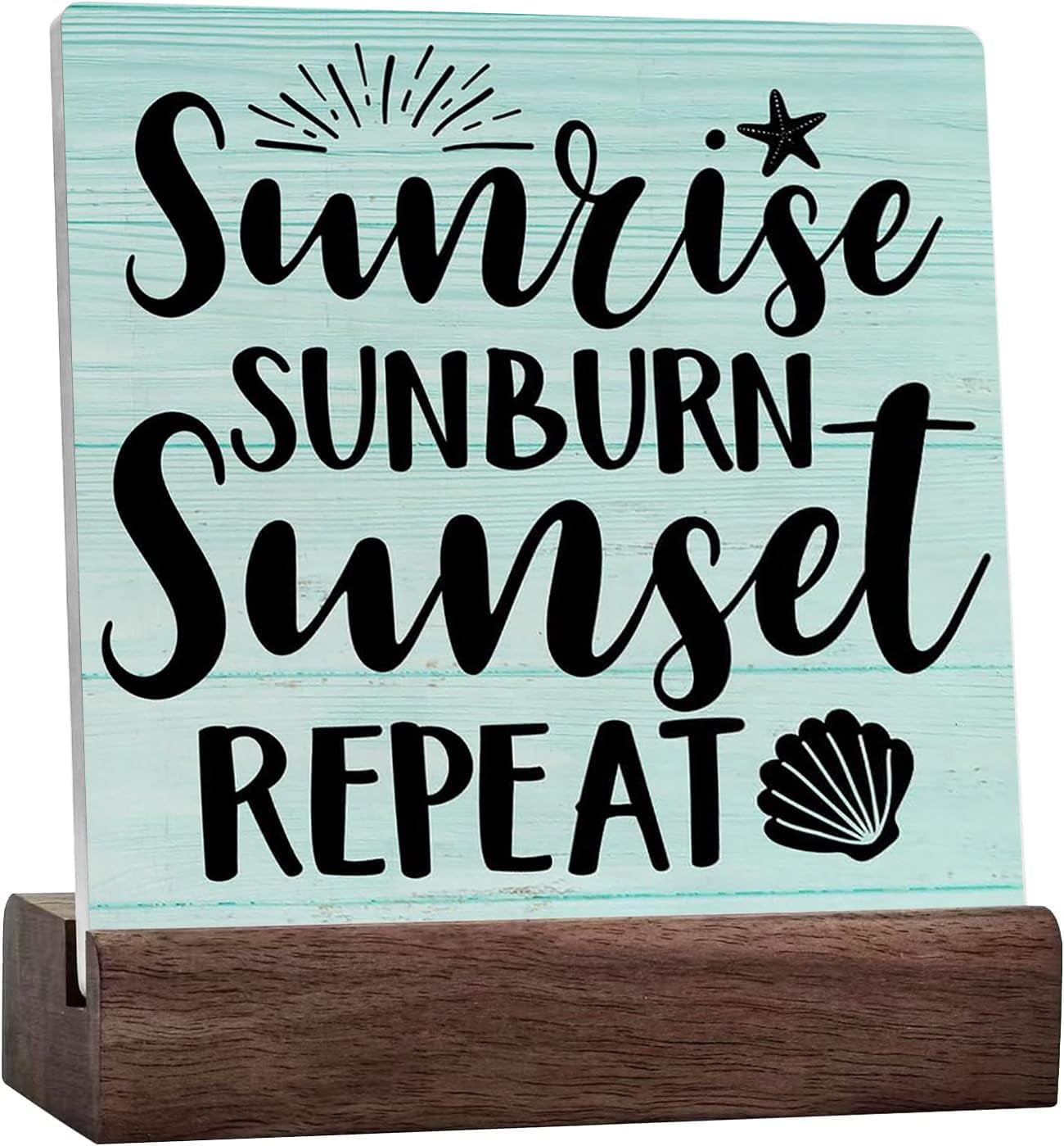 Rustic Farmhouse Style Sunrise Sunburn Sunset Repeat Sign Wood Desk ...
