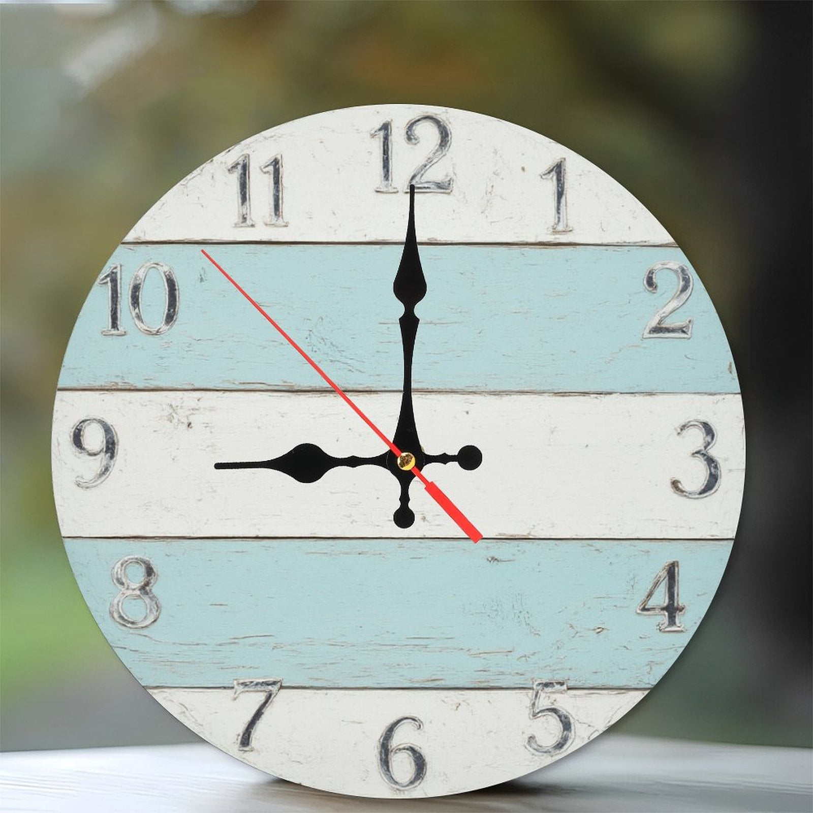 Rustic Farmhouse Style Wall Clock Wooden Beach Decor Home 10-Inch ...