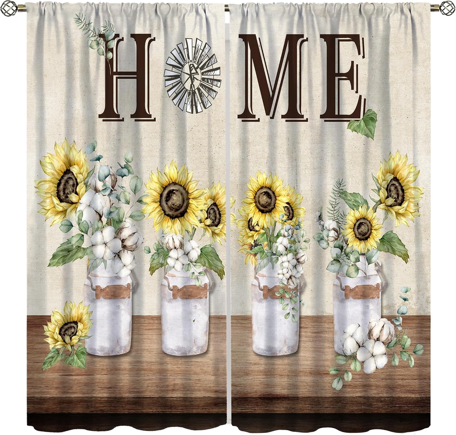 Rustic Farmhouse Sunflower Blackout Curtains,Quotes Inspirational ...