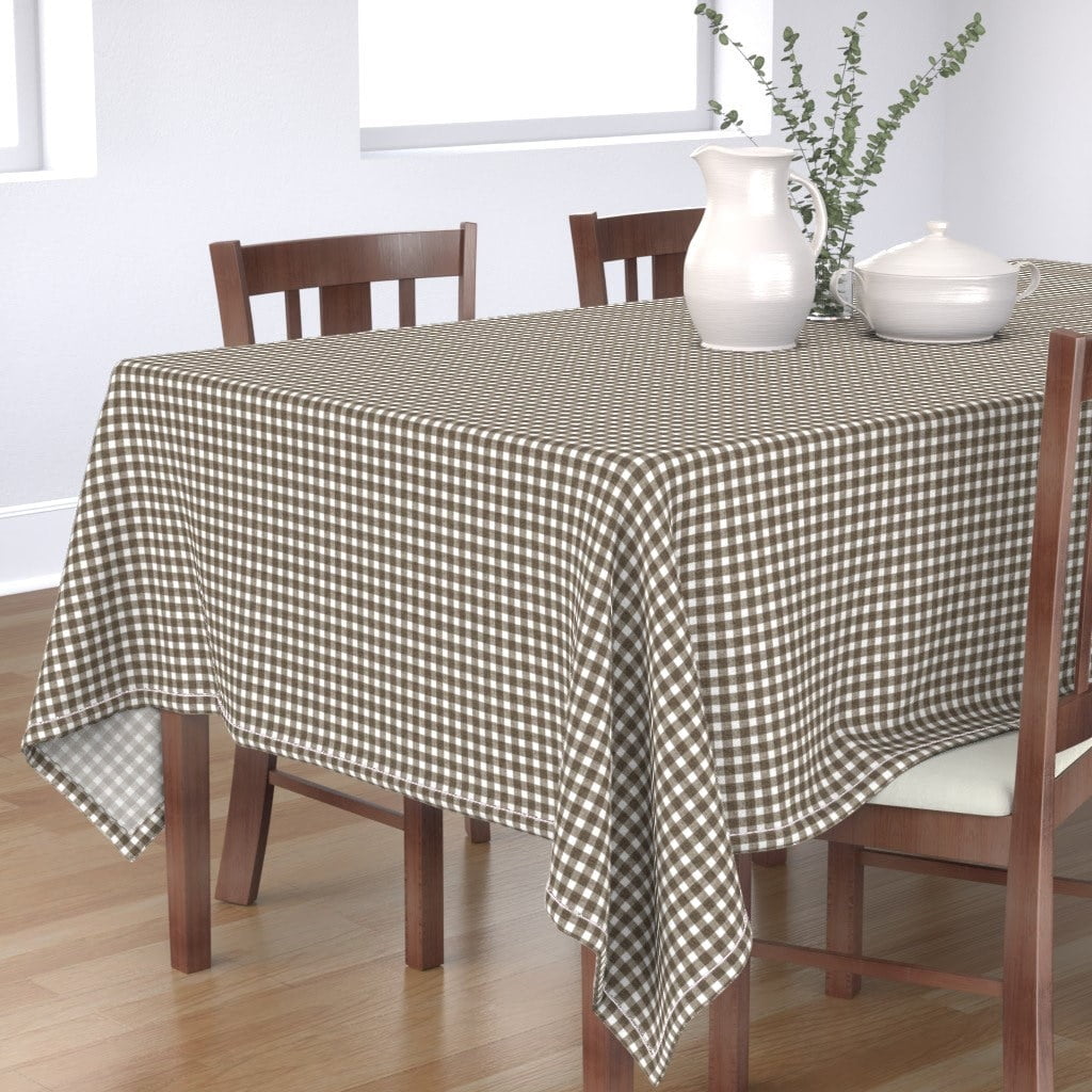 Rustic Farmhouse Tablecloth - Gingham Natural - Checkered Natural ...