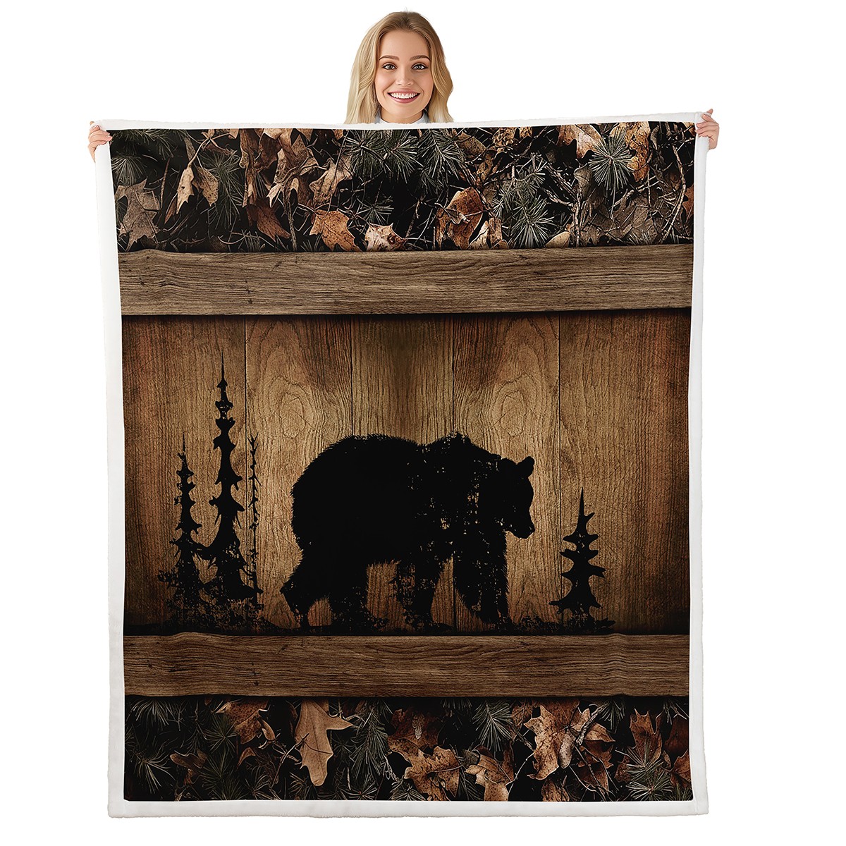 Rustic Farmhouse Throw Blanket Country Cabin Bear Fleece Bed Blanket ...