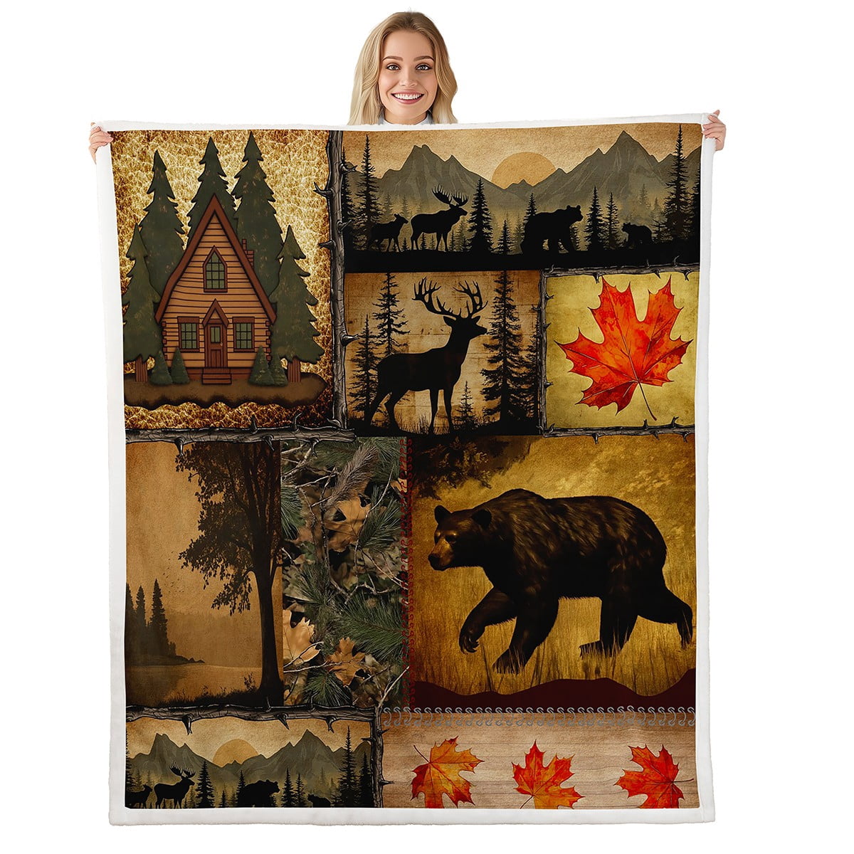 Rustic Farmhouse Throw Blanket Twin 60X80,Retro Cabin Lodge Fleece ...