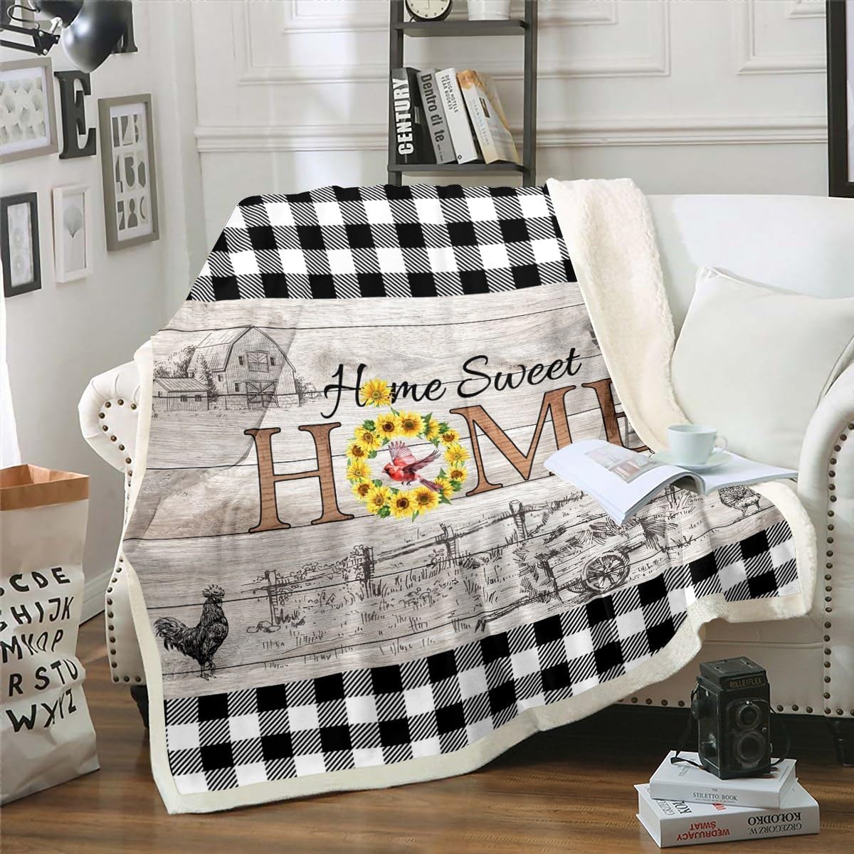 Rustic Farmhouse Throw Fleece Bed Blanket For Men Women,Farm Animal ...
