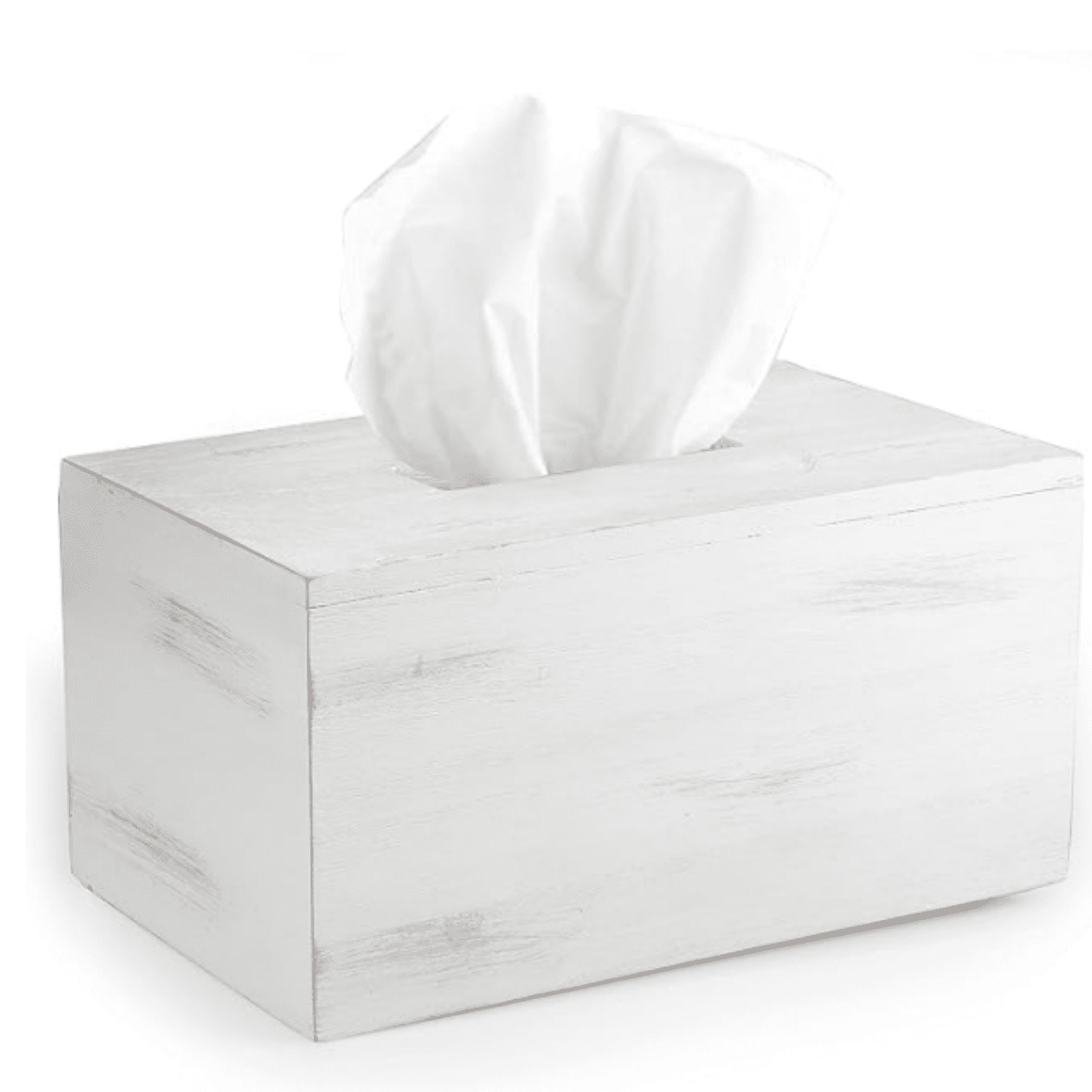 Rustic Farmhouse Tissue Box Cover - Wooden White Rectangular Tissue ...