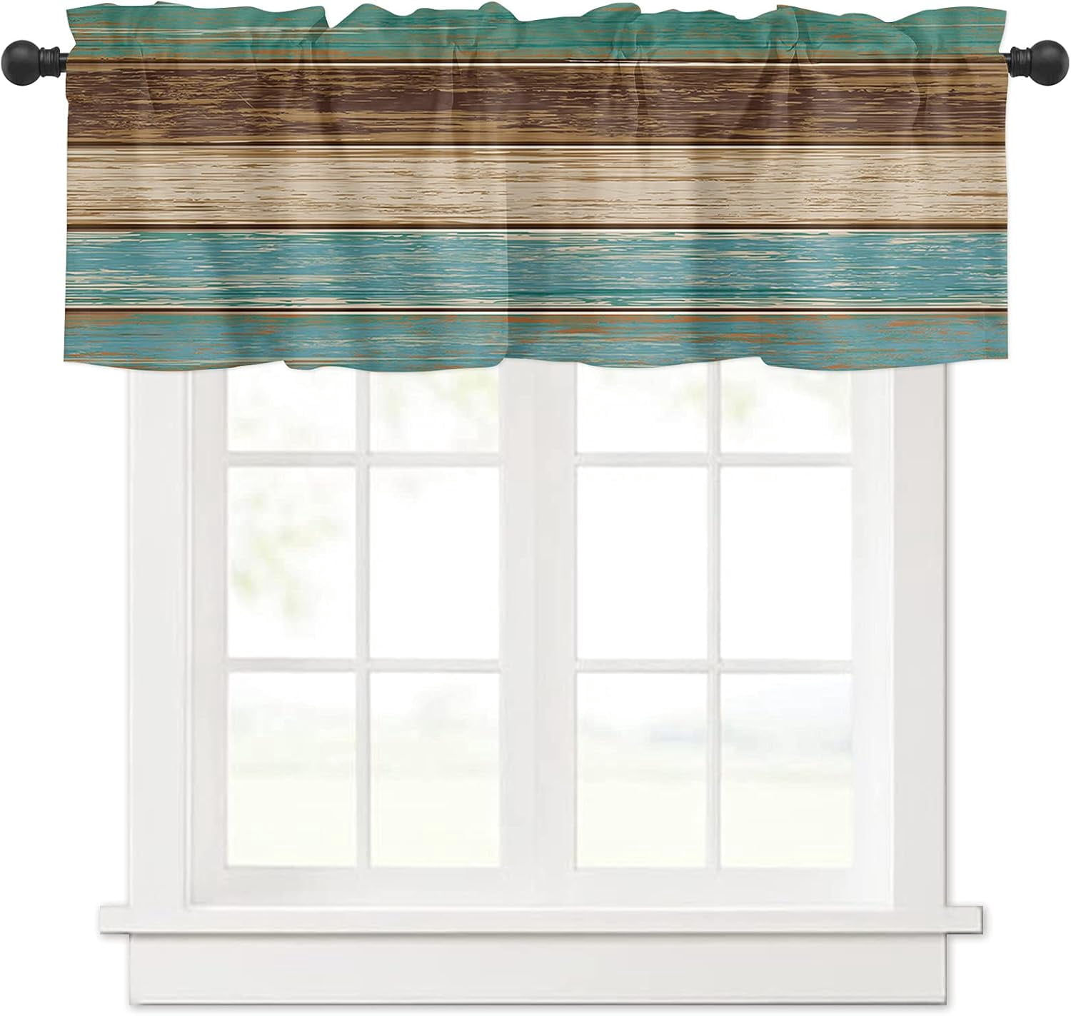 Rustic Farmhouse Valances Curtains for Bedroom Living Room Retro Wood ...