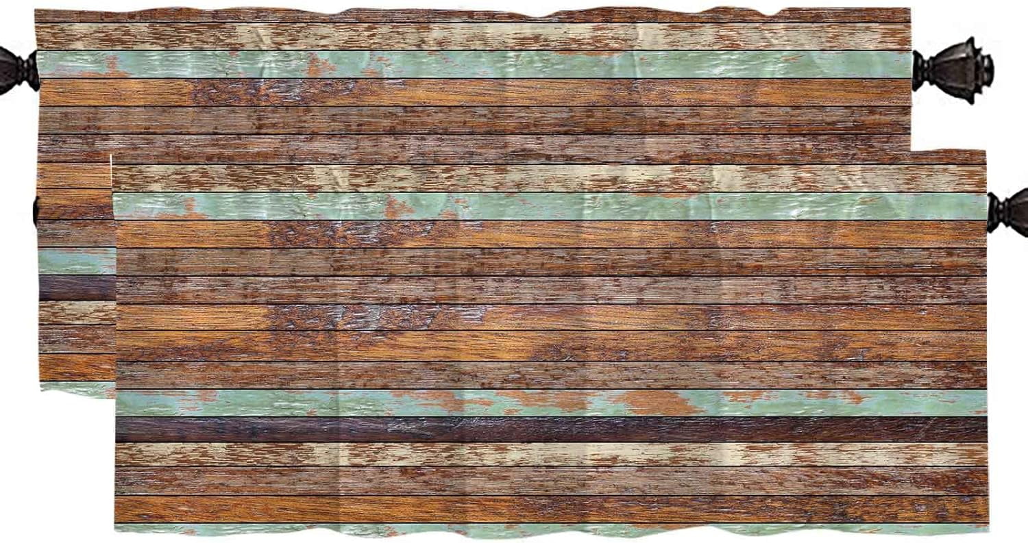 Rustic Farmhouse Valances Curtains for Kitchen Windows Retro Wood Rod ...