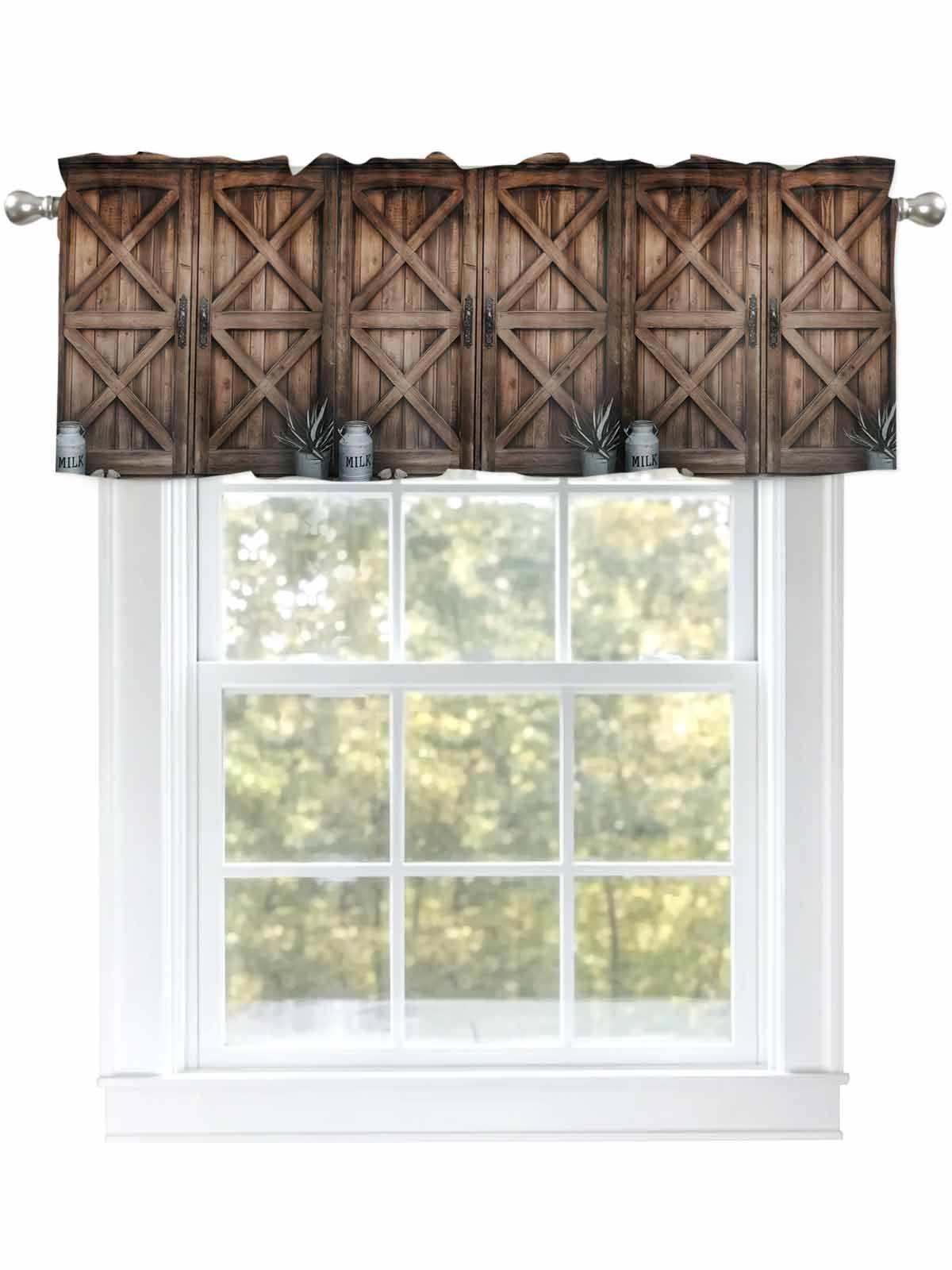 Rustic Farmhouse Valances for Windows Kitchen Curtains Barn Door ...