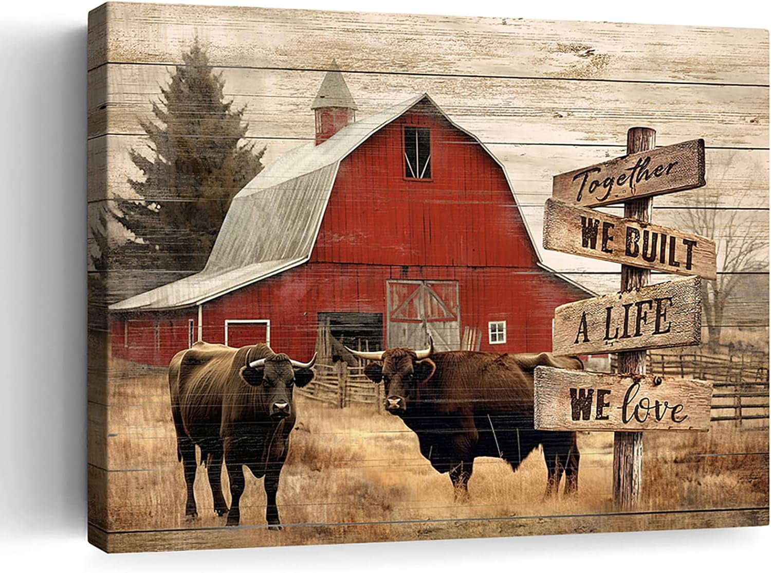 Rustic Farmhouse Wall Art Red Barn and s Canvas Print Inspirational ...