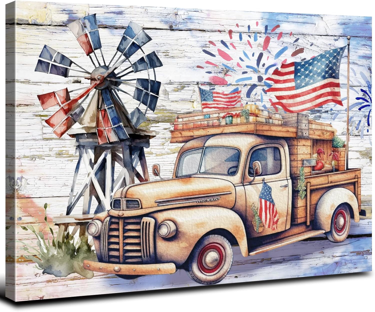 Rustic Farmhouse Wall Art Windmills Pictures Wall Decor Rusty Truck ...