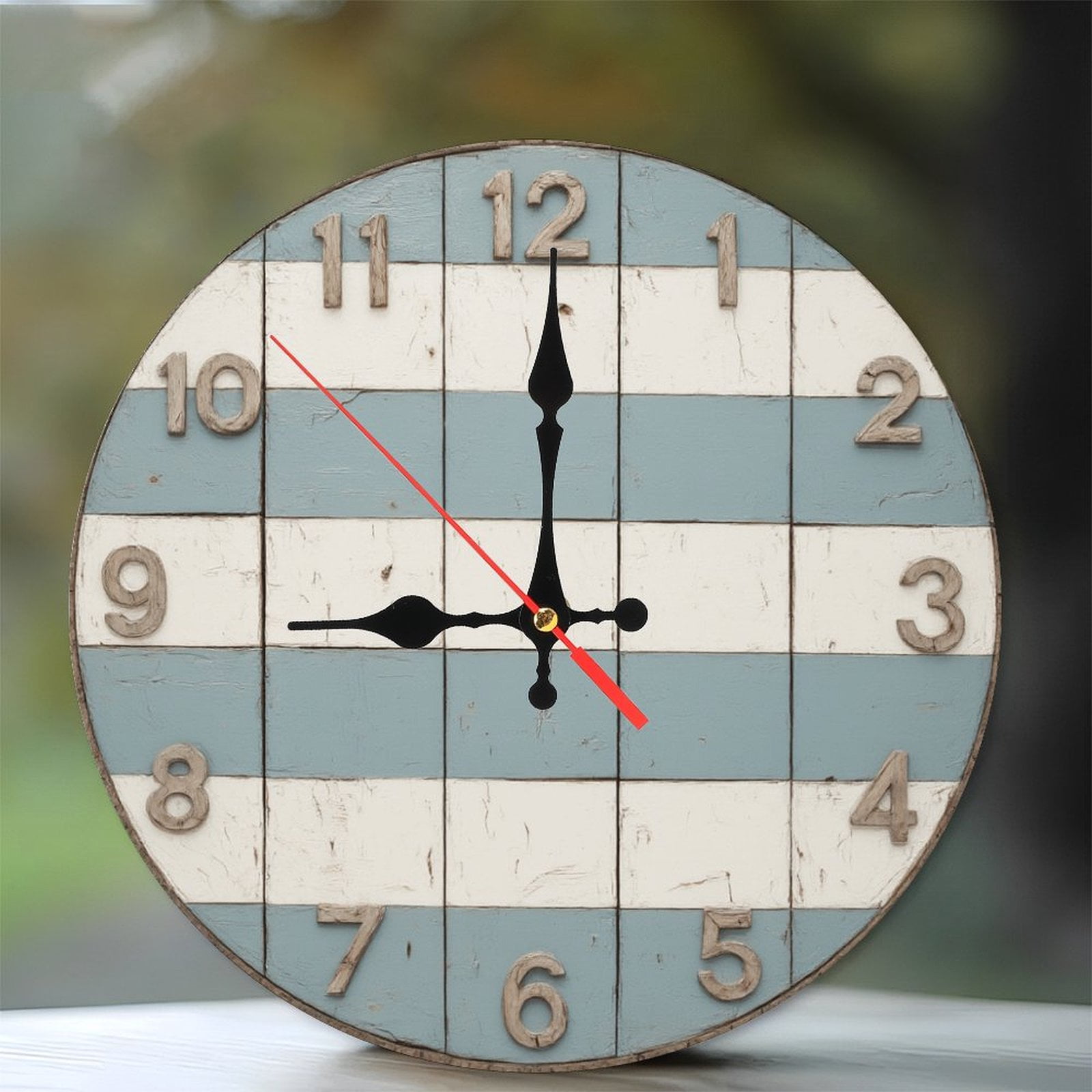 Rustic Farmhouse Wall Clock White Blue Wooden Farmhouse Decor 10-Inch ...