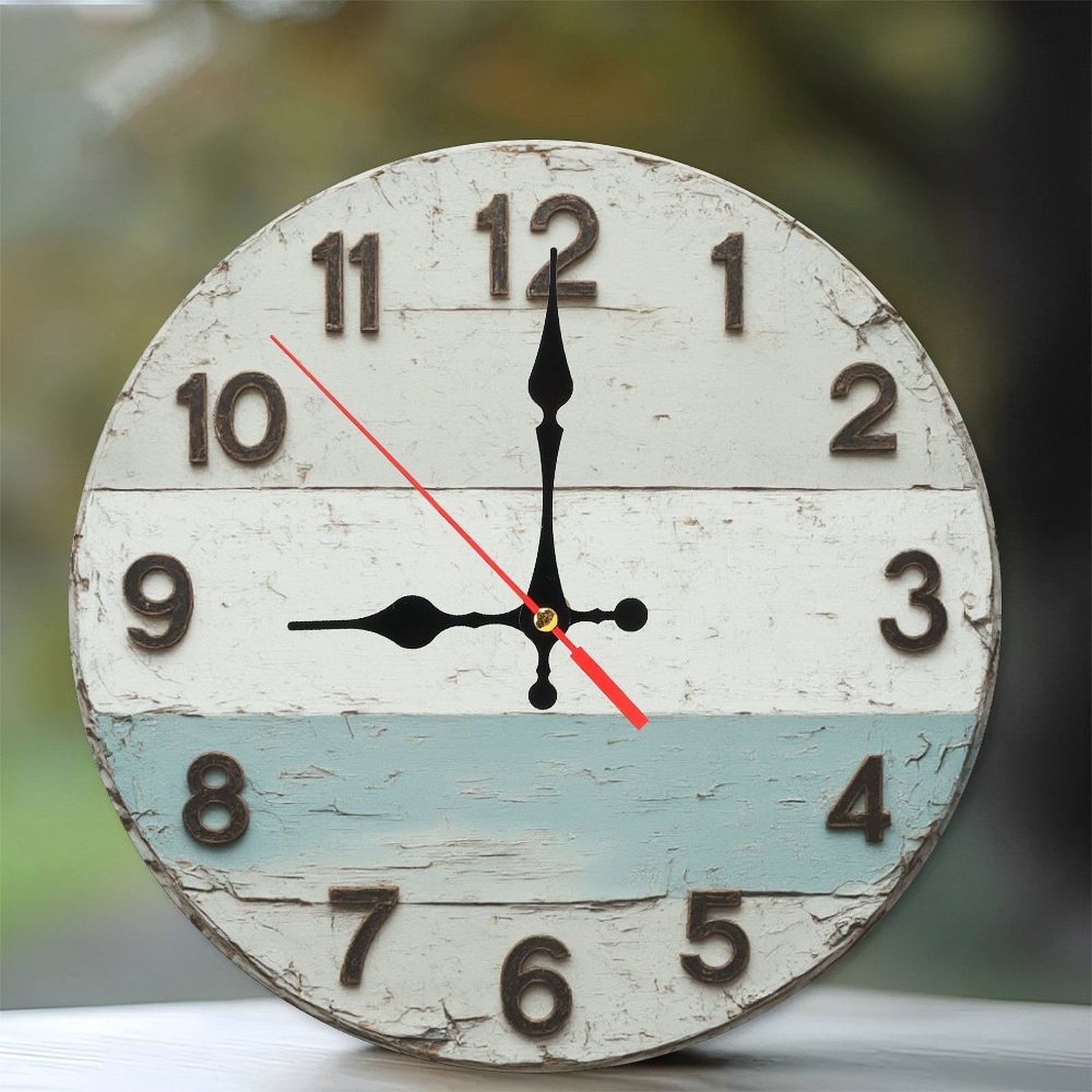 Rustic Farmhouse Wall Clock Wooden Beach Style Home Decor 10-Inch ...