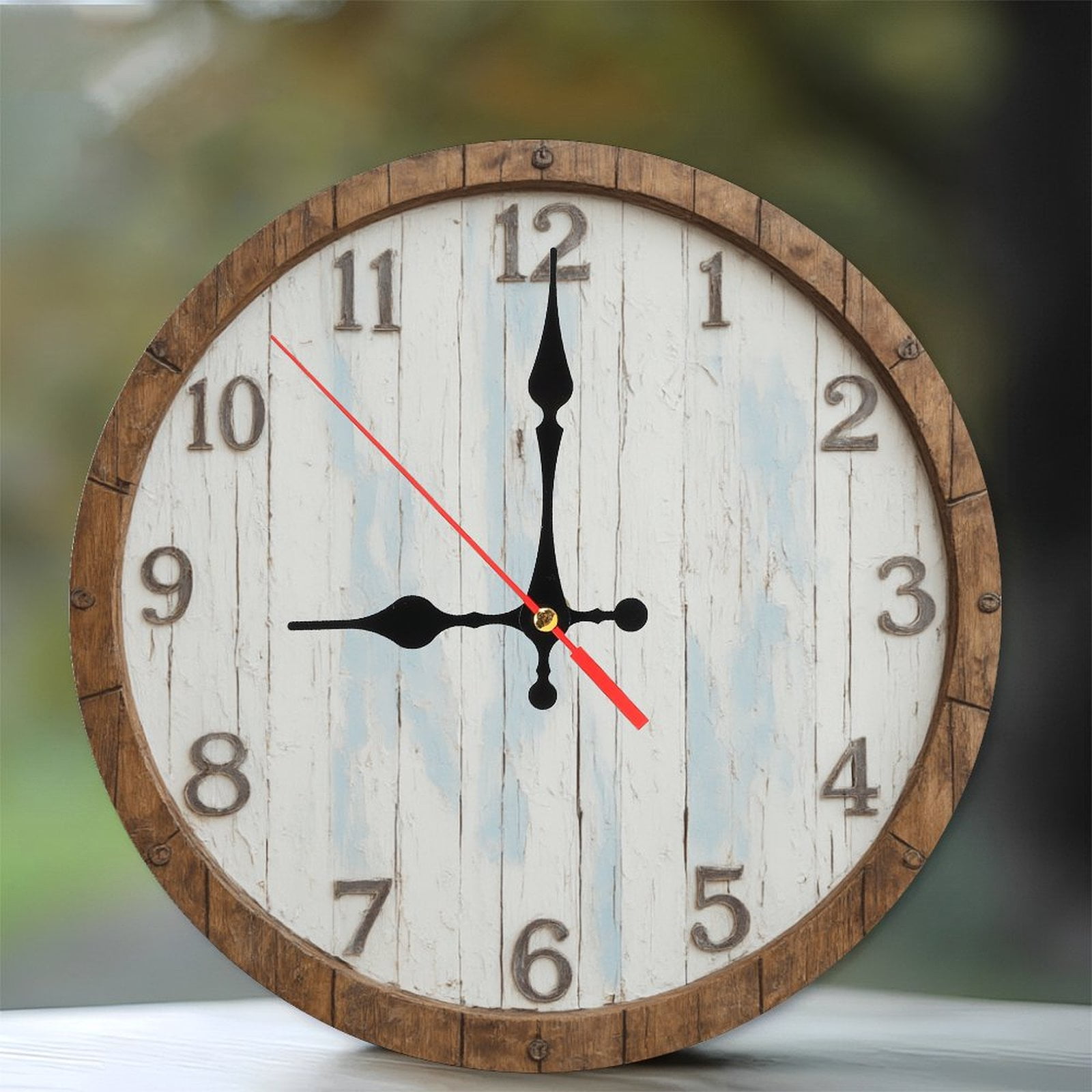 Rustic Farmhouse Wall Clock Wooden Large Vintage Home Decor 10-Inch ...