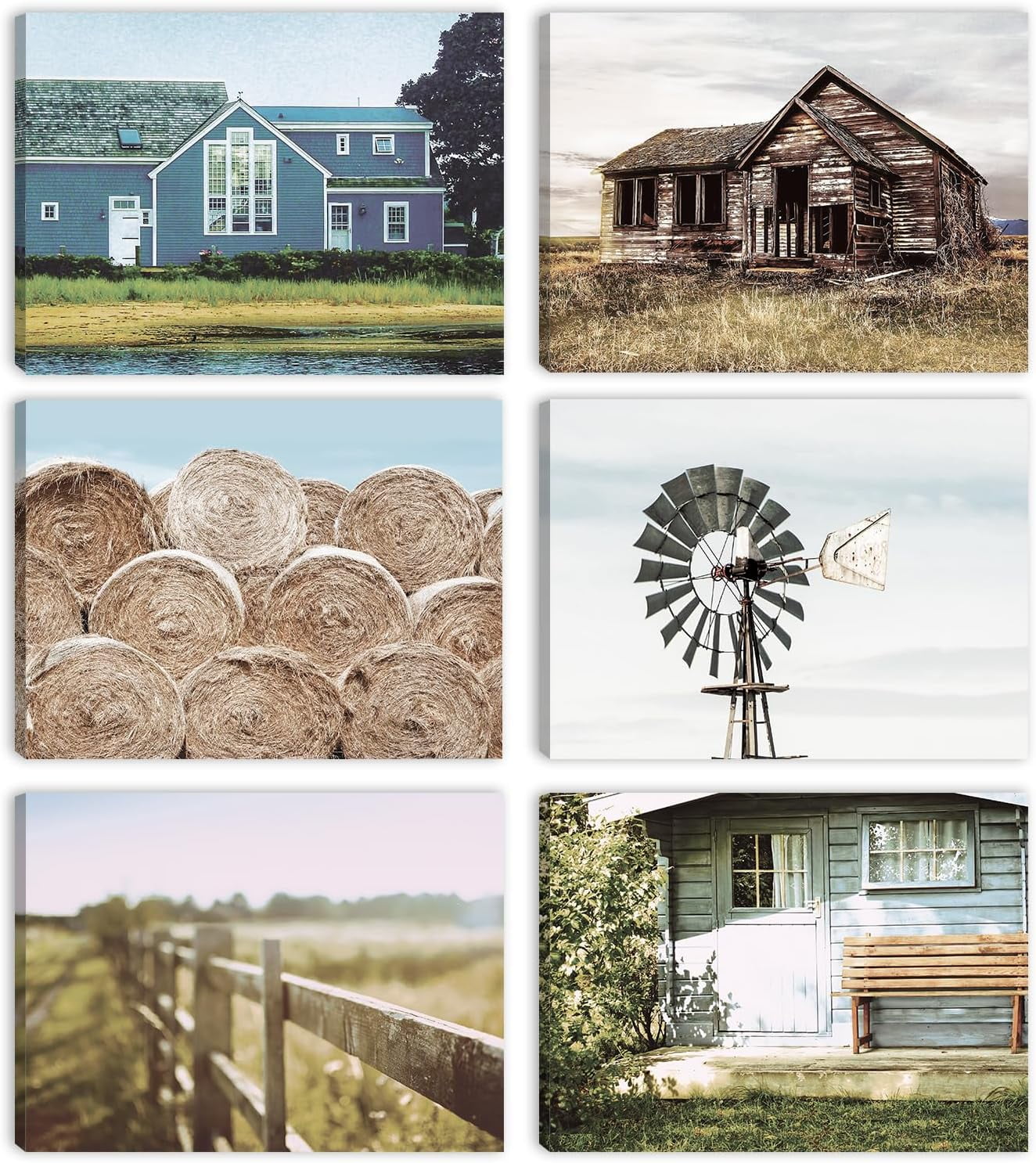 Rustic Farmhouse Wall Decor set of 6(8\u201dX10\u201d,Framed) Nature ...