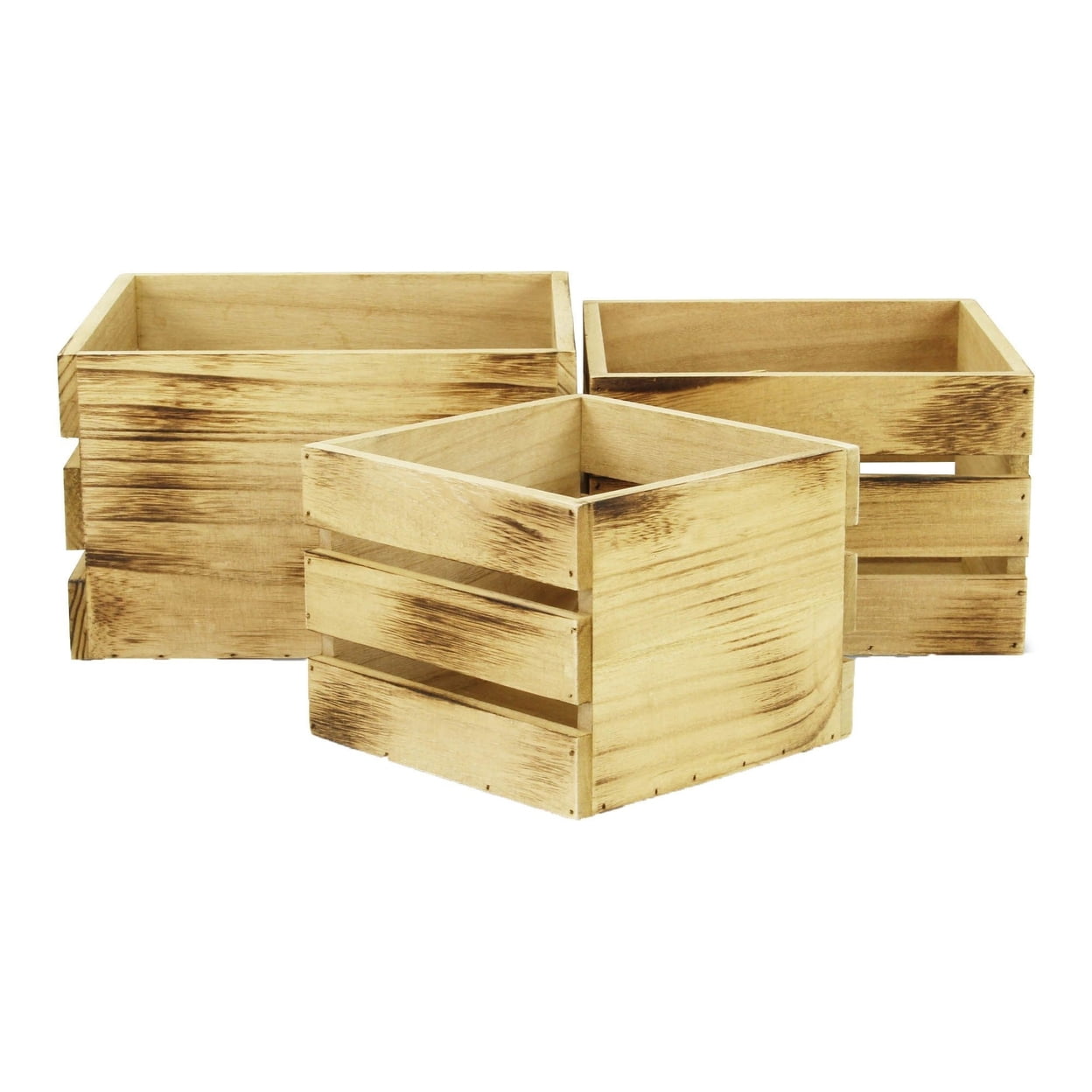 Rustic Farmstead Aged Wooden Crate Set - Light Brown - Walmart.com