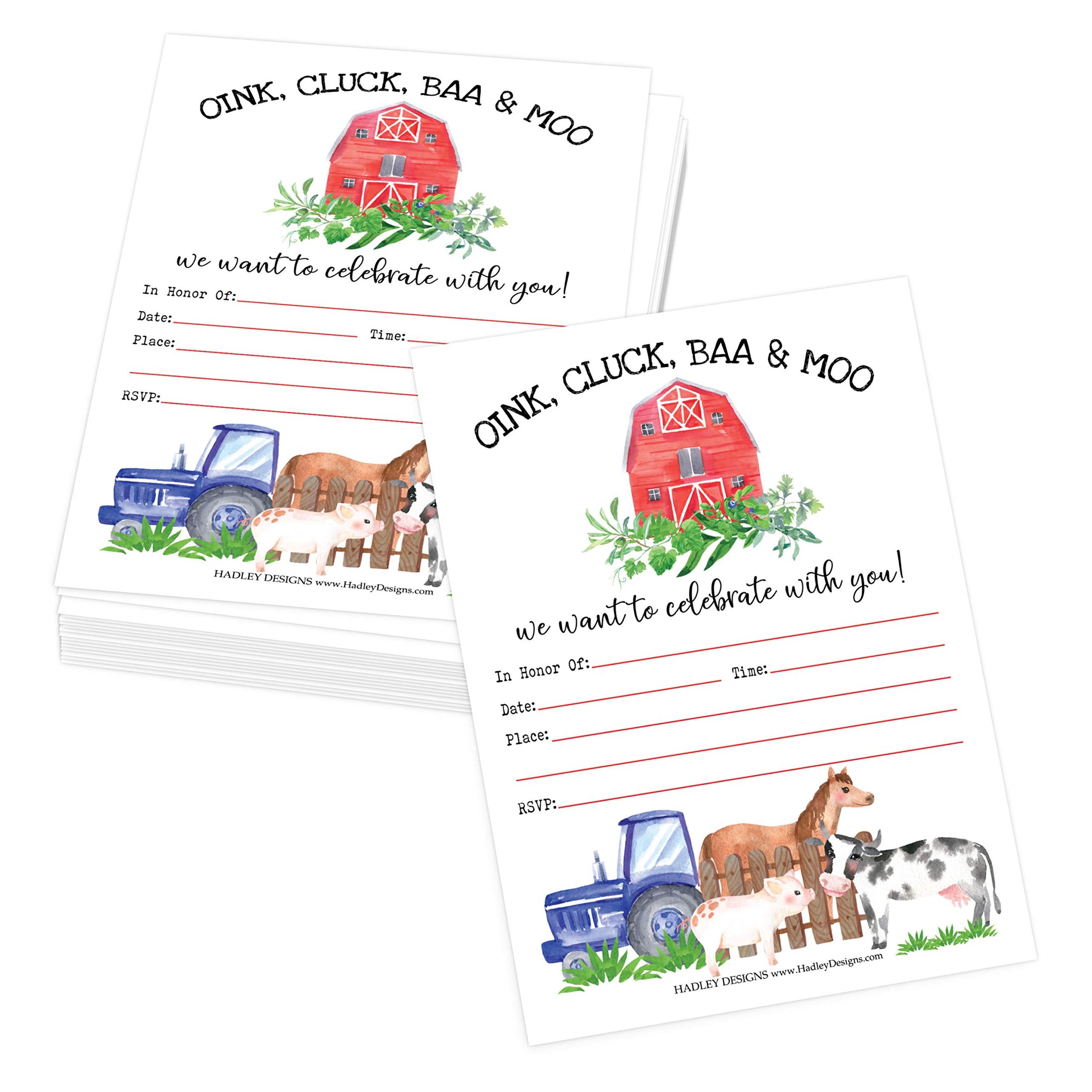 Rustic Farmyard Birthday Invitations for Boys and Girls - 25 Unique ...