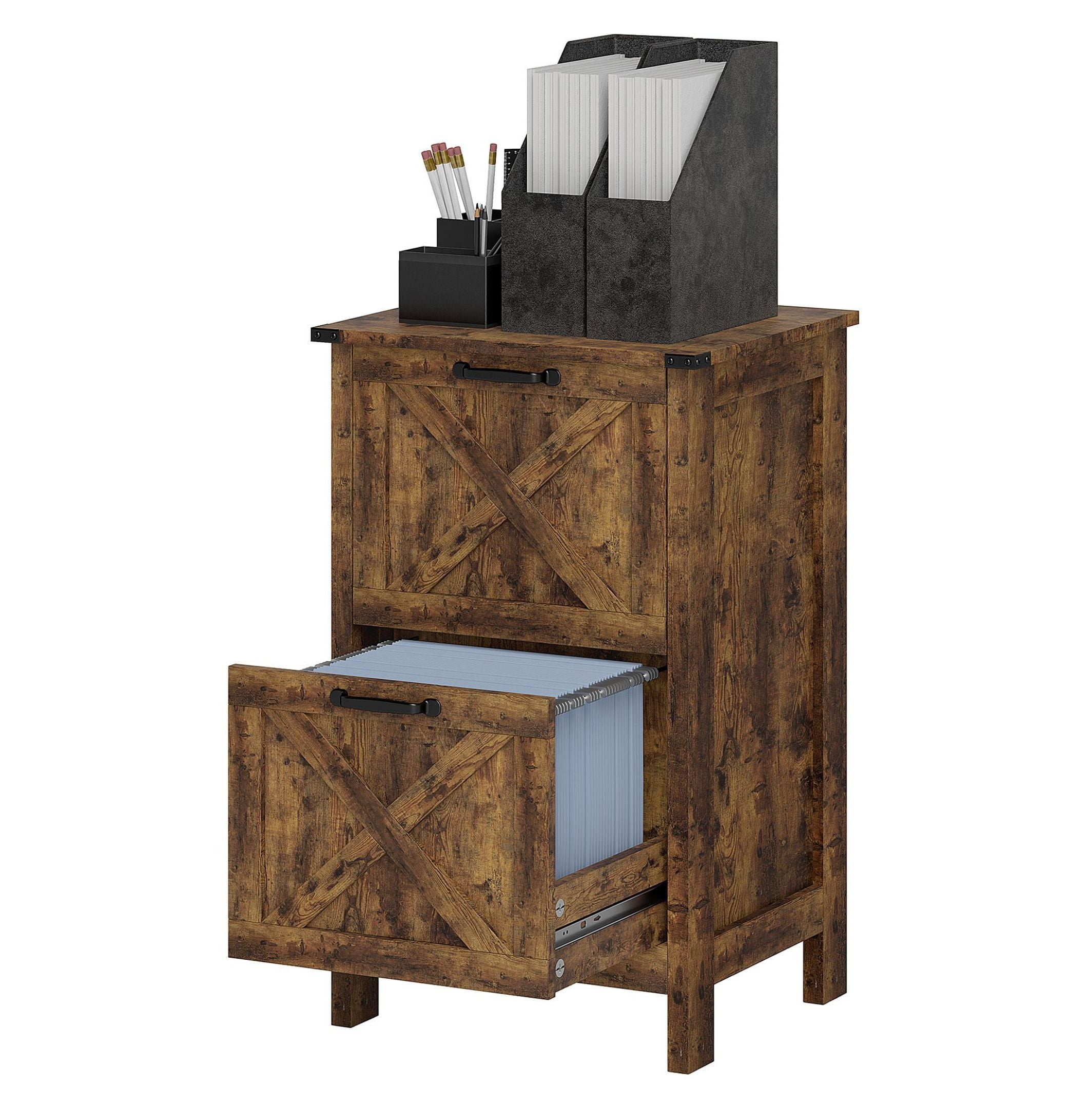 Rustic File Cabinet 2 Drawer, Farmhouse Office Cabinet for A4/Letter ...