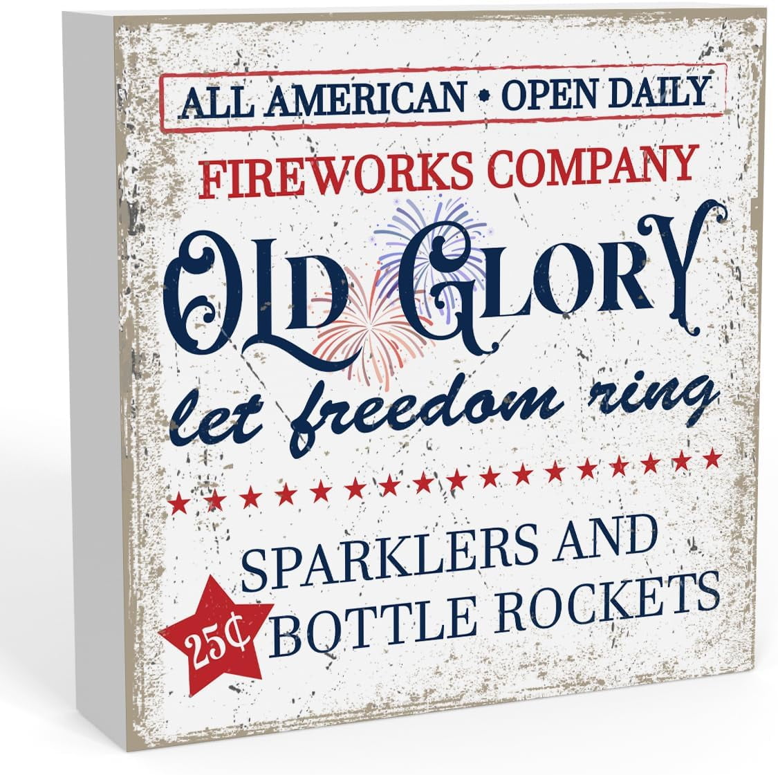 Rustic Fireworks Company Wood Box Sign, Farmhouse Patriotism Artwork ...
