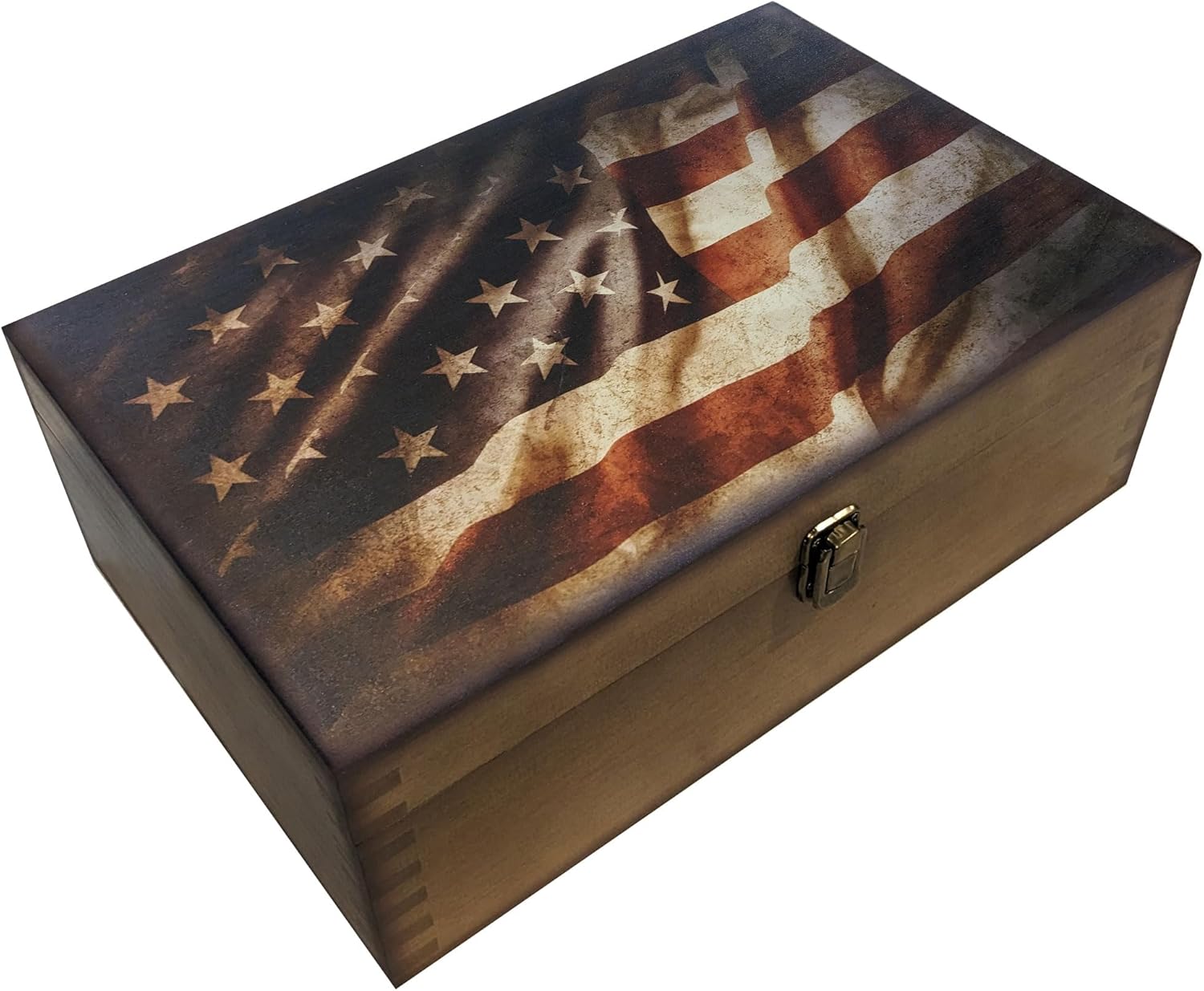 Rustic Flag Wooden Keepsake Box, Large Memory Box for Keepsakes ...