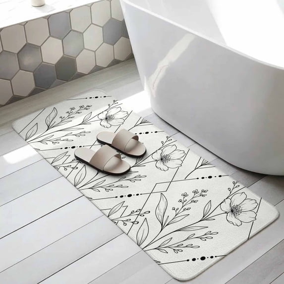 Rustic Floral Bathroom Runner Rugs Non Slip Washable Absorbent Narrow ...
