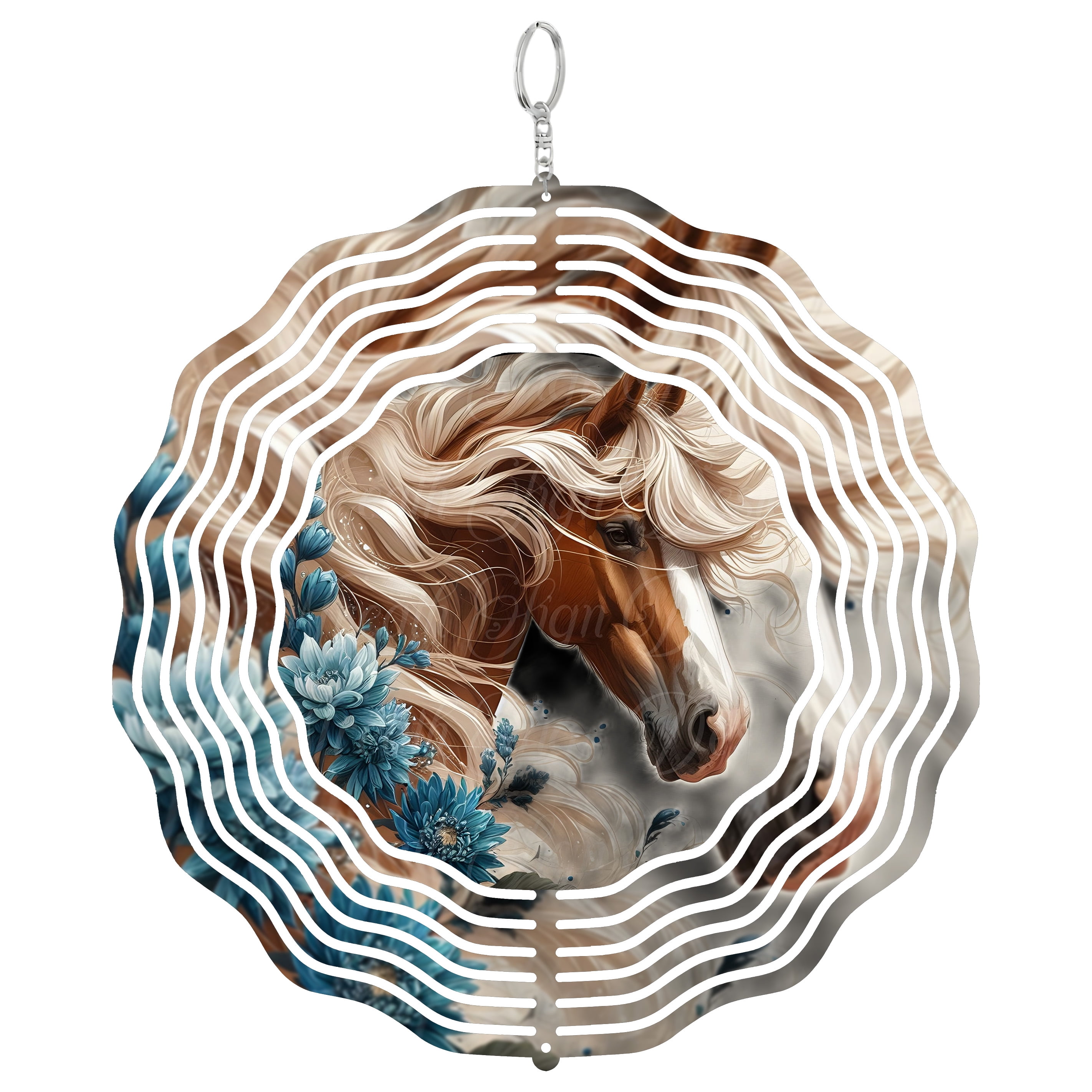 Rustic Floral Horse 3D Wind Spinner Metal Kinetic Art Farmhouse Country ...