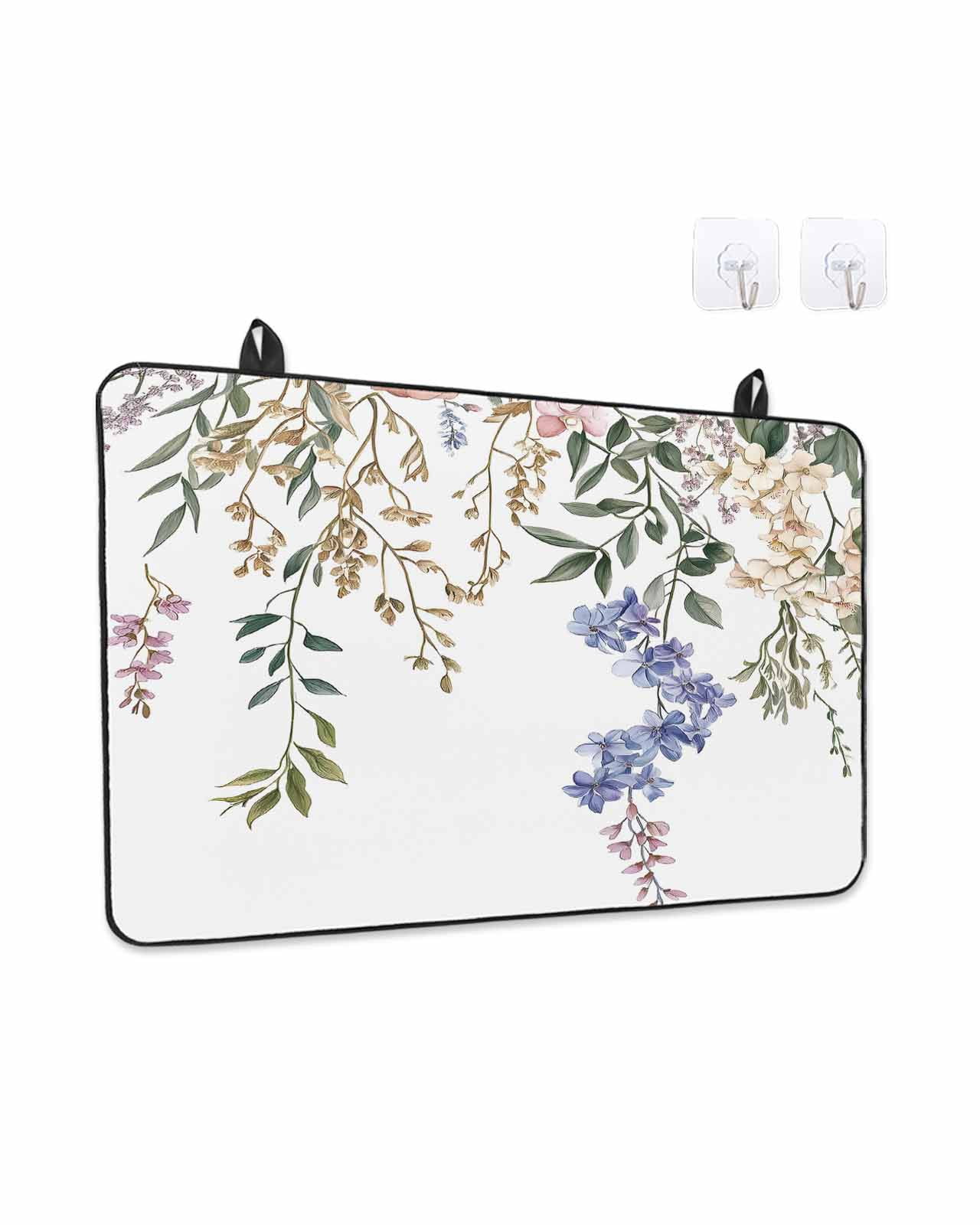 Rustic Floral Leaves Stove Top Covers for Electric Stove, Kitchen Glass ...