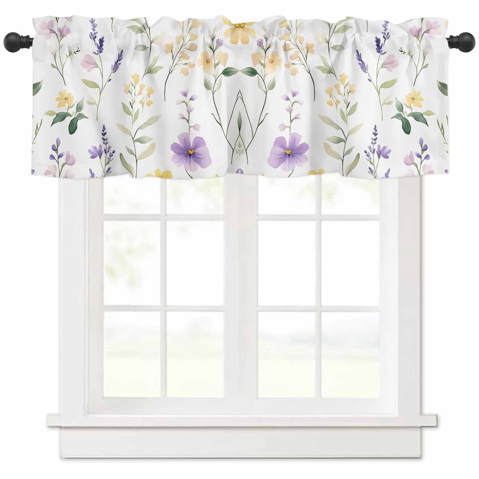 Rustic Floral Spring Valances for Windows Farmhouse Kitchen Curtains ...
