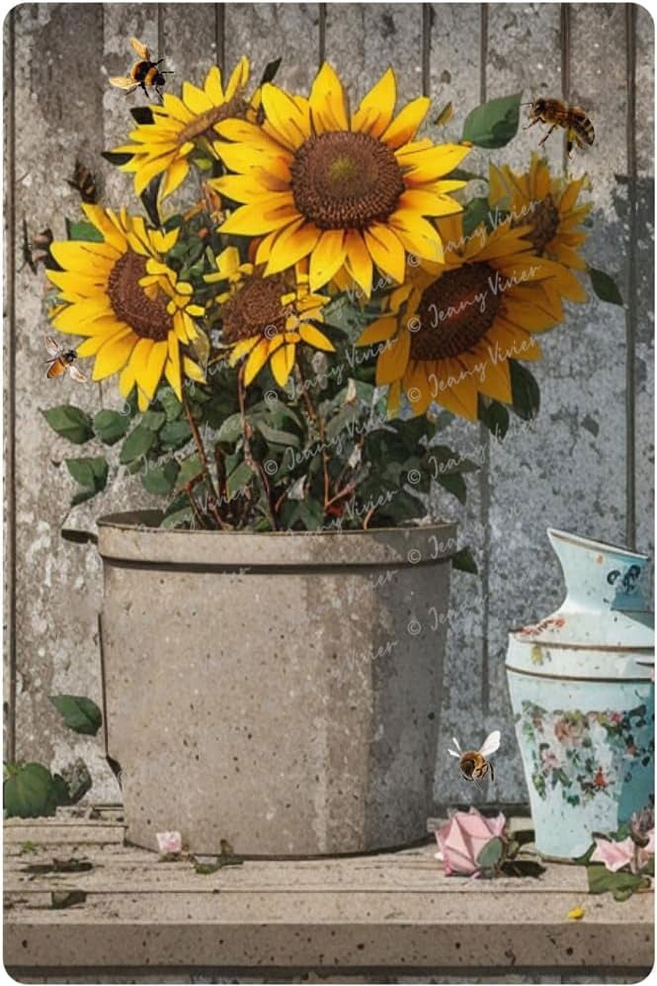 Rustic Floral Sunflower Metal Sign Farmhouse Kitchen Wall Art Flowers ...