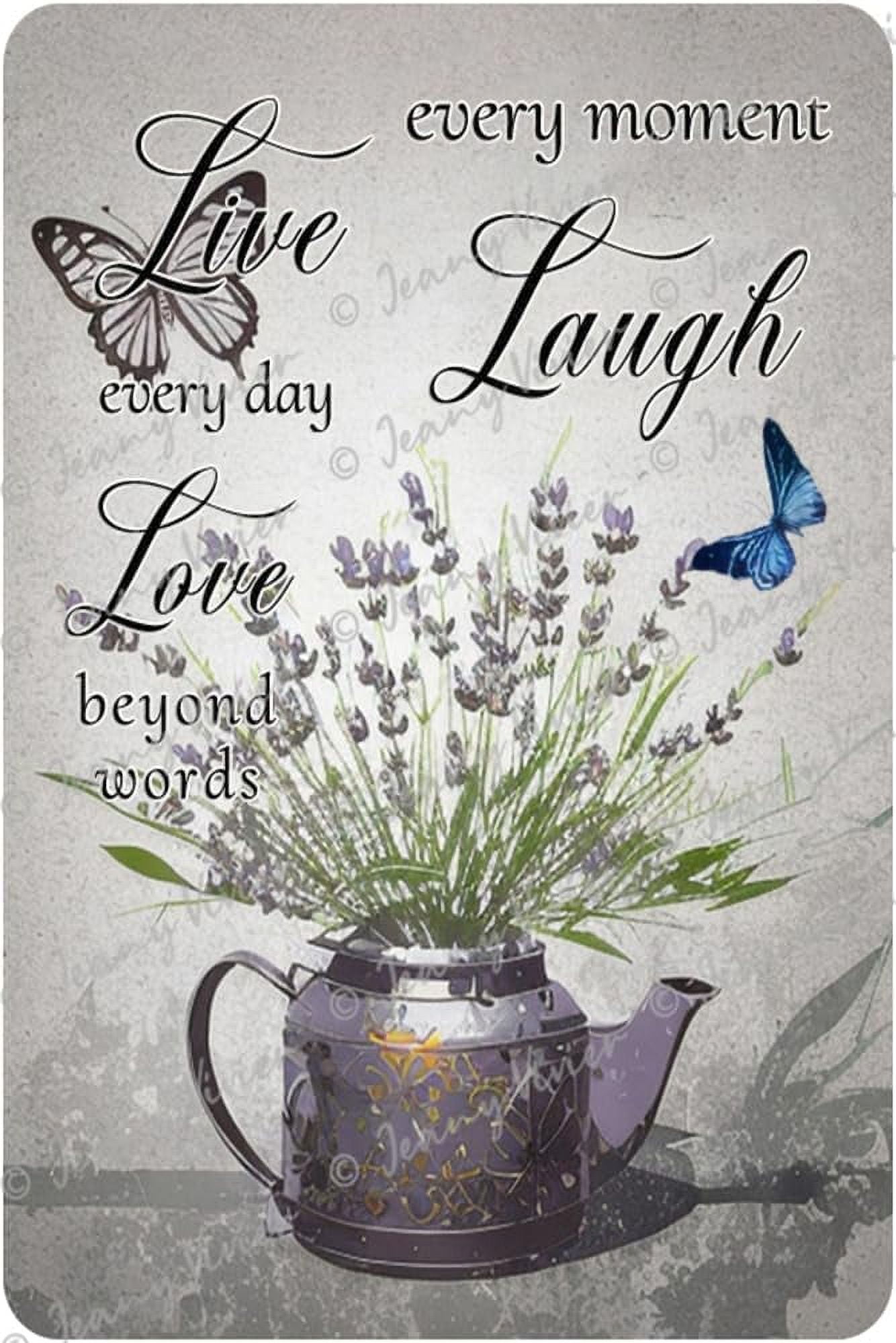 Rustic Floral Tin Sign Country Farmhouse Wall Art Vintage Kettle ...