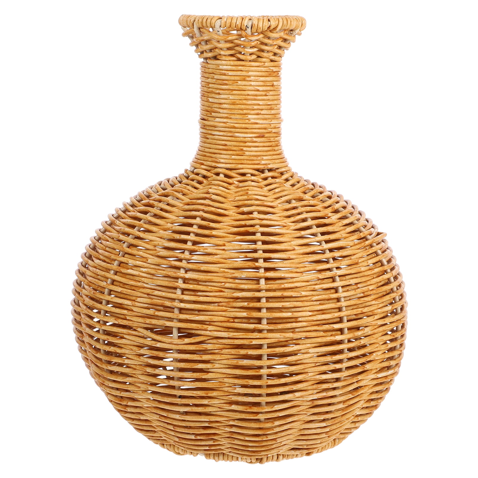 Rustic Flower Basket Flowers Vase Office Plastic Rattan Weaving Vase ...