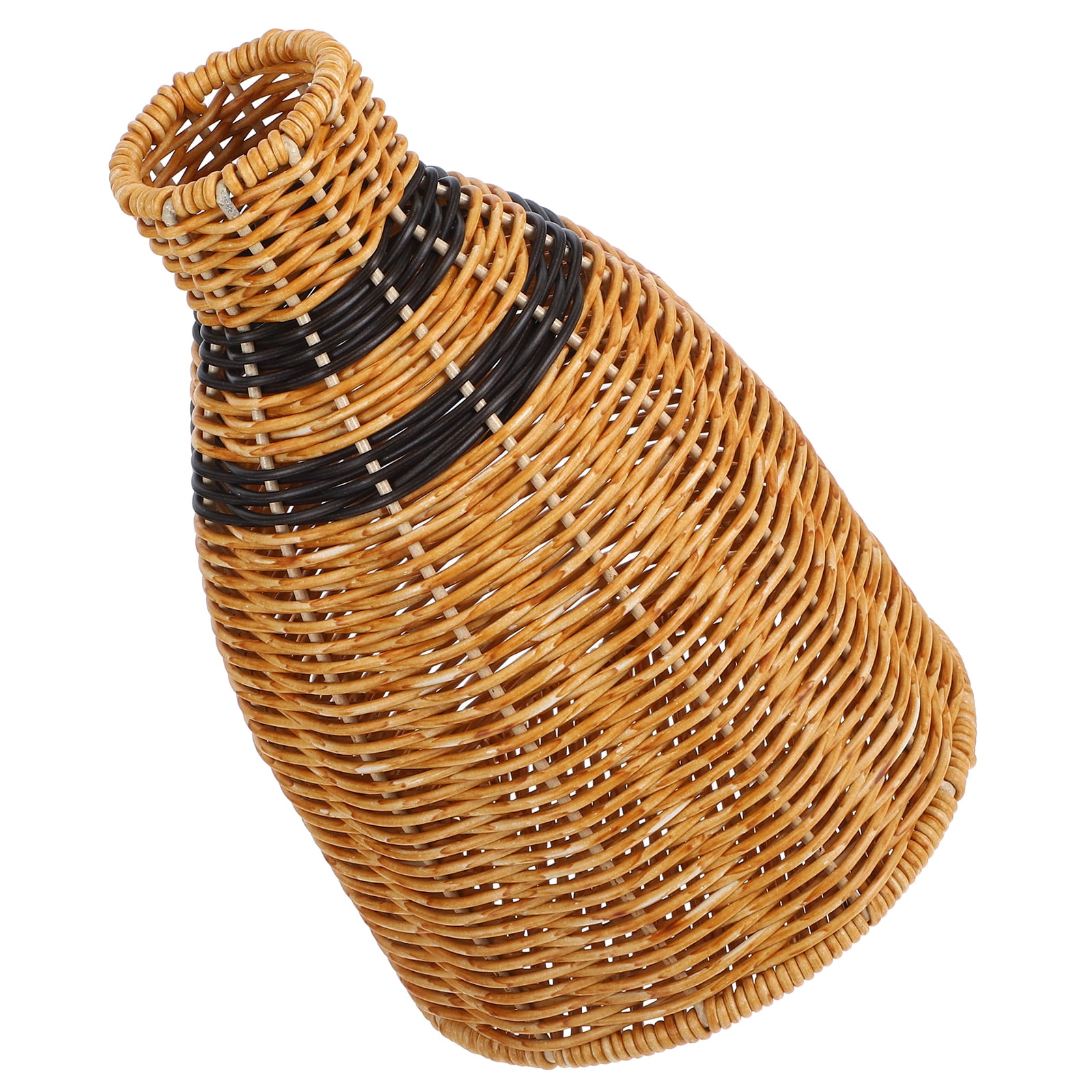 Rustic Flower Basket Flowers Vase Office Plastic Rattan Weaving Vase ...