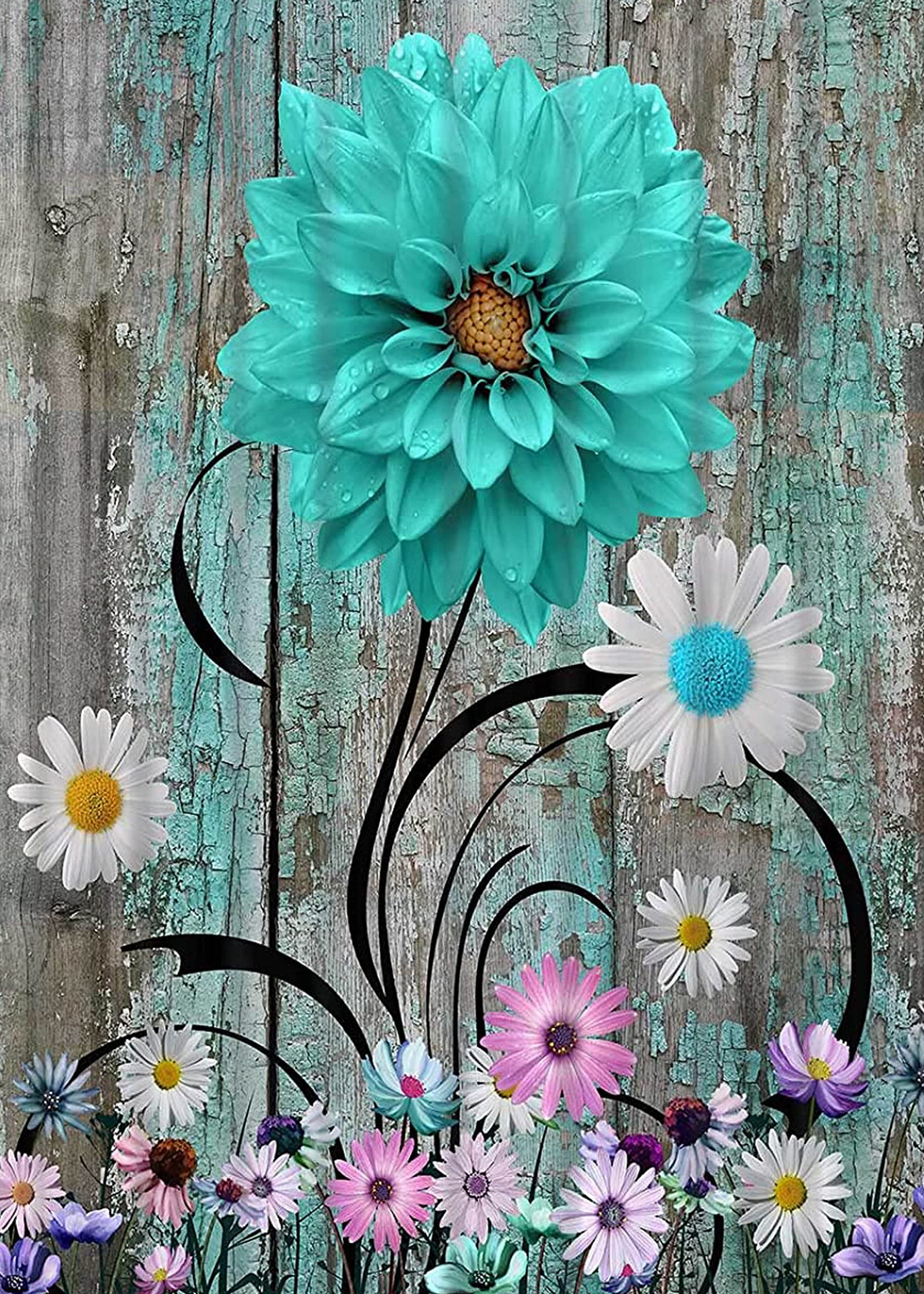 Rustic Flower Diamond Art Kits for Adults,Full Drill Diamond Dots Art ...