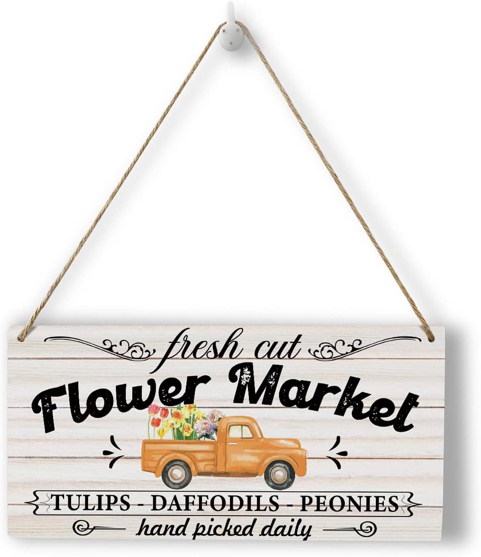 Rustic Flower Sign Flower Truck Wood Wall Art Wall Hanging Decor ...