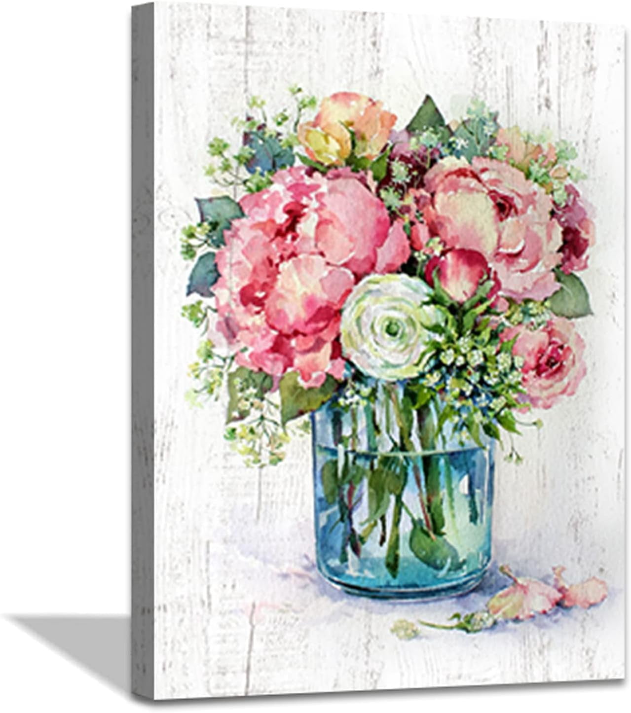 Rustic Flower Wall Art Bathroom Decor Pink Floral Farmhouse Kitchen ...