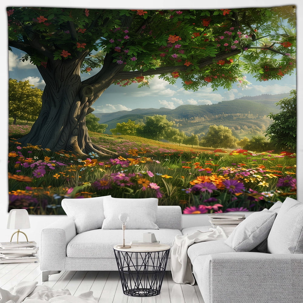 Rustic Flowers Landscape Tapestry Nature Forest Park Floral Plants ...