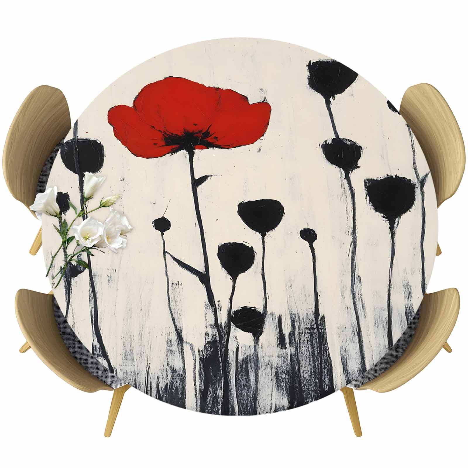 Rustic Flowers Round Tablecloth 55-60 Inch Round Fitted Table Cloth ...