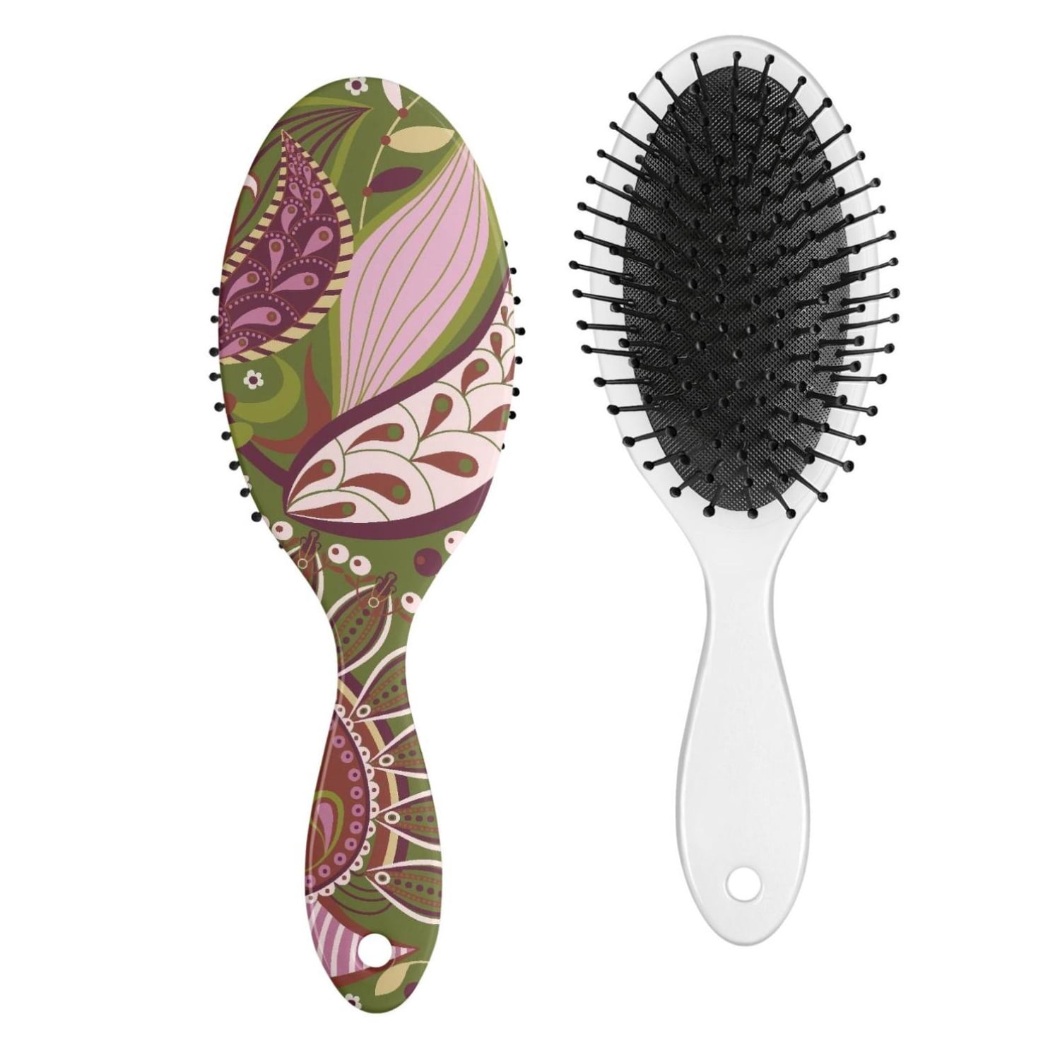 Rustic Folk Style Detangler Hair Brush with Pastoral Pattern, Wood ...